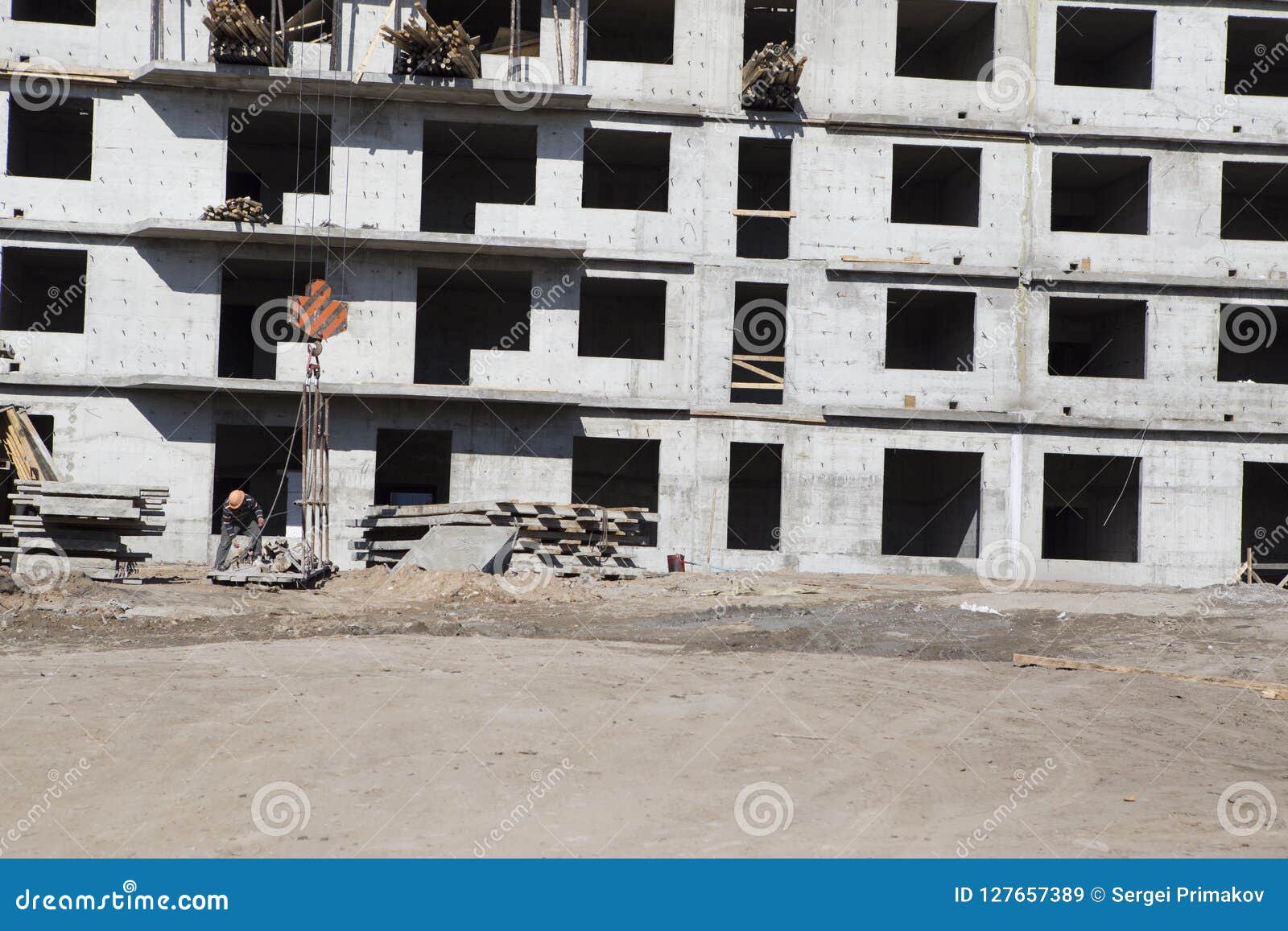 Start of Construction of a High-rise Concrete Building Stock Image ...