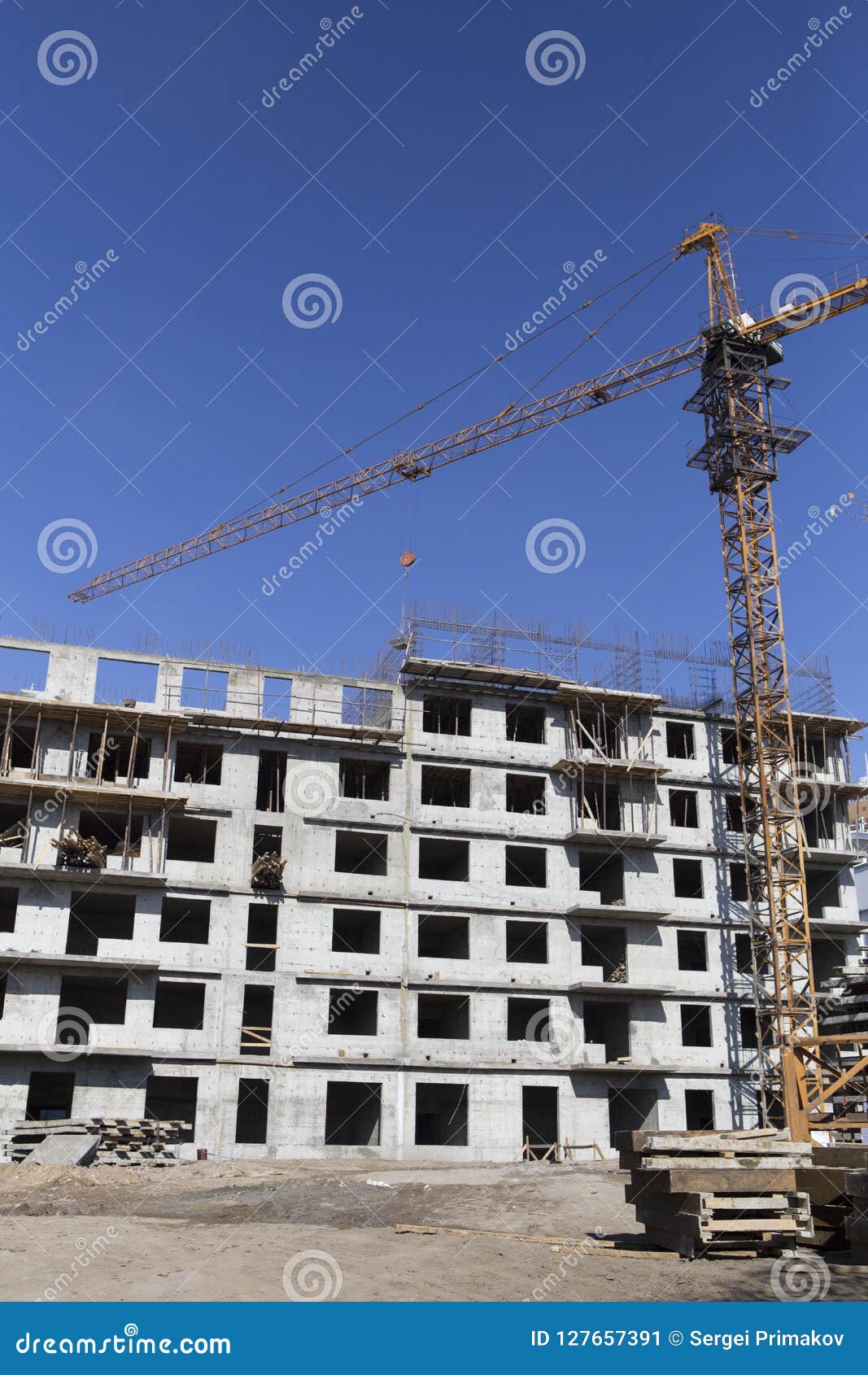 Start of Construction of a High-rise Concrete Building Stock Image ...