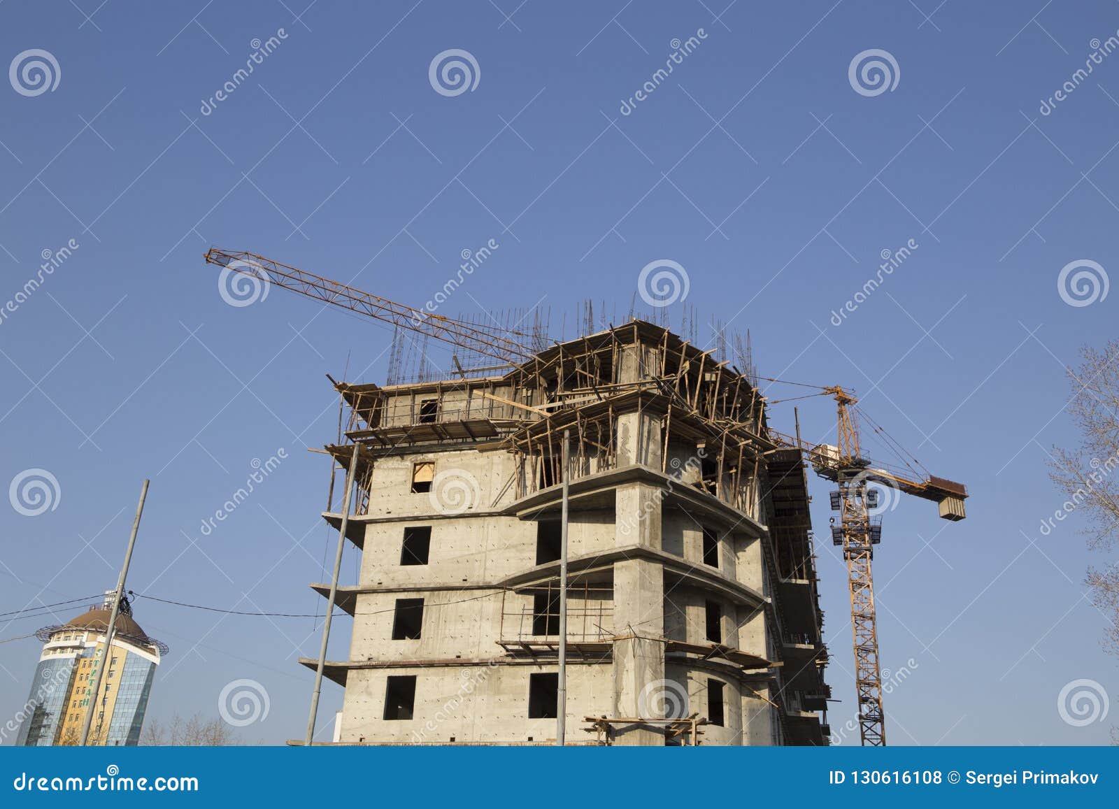 Start of Construction of a High-rise Concrete Building Stock Photo ...