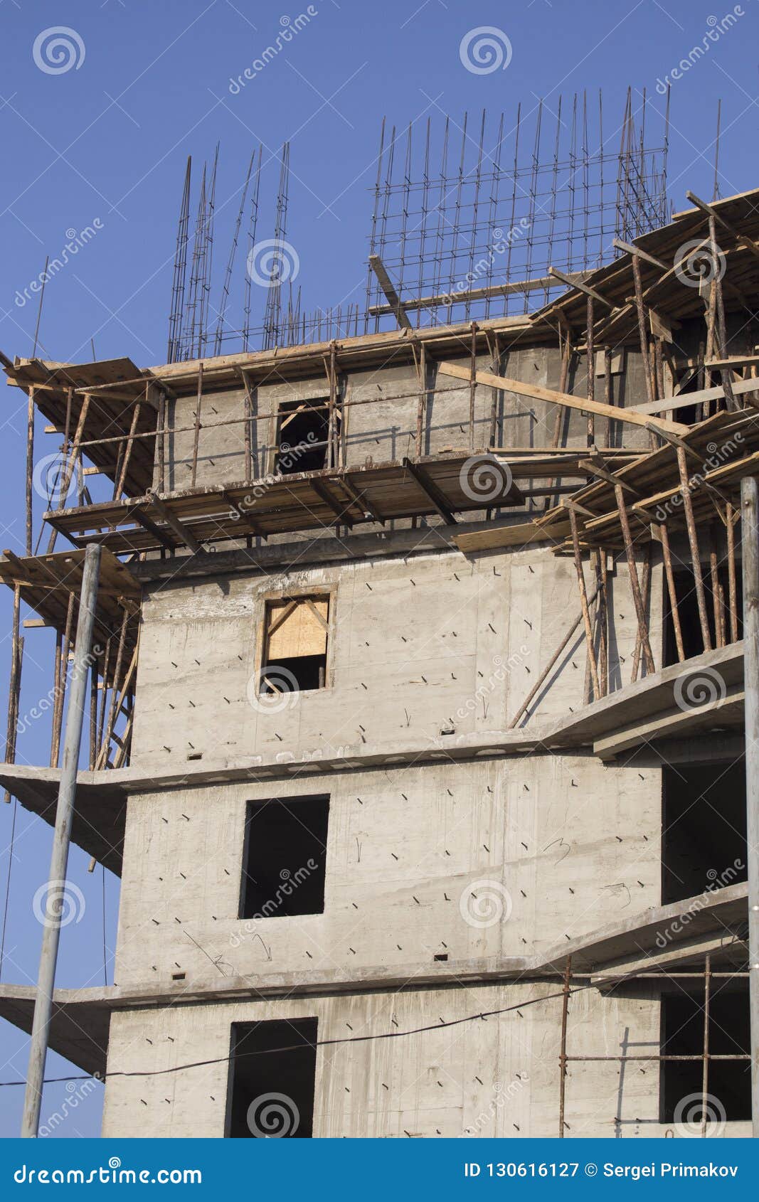 Start of Construction of a High-rise Concrete Building Stock Image ...