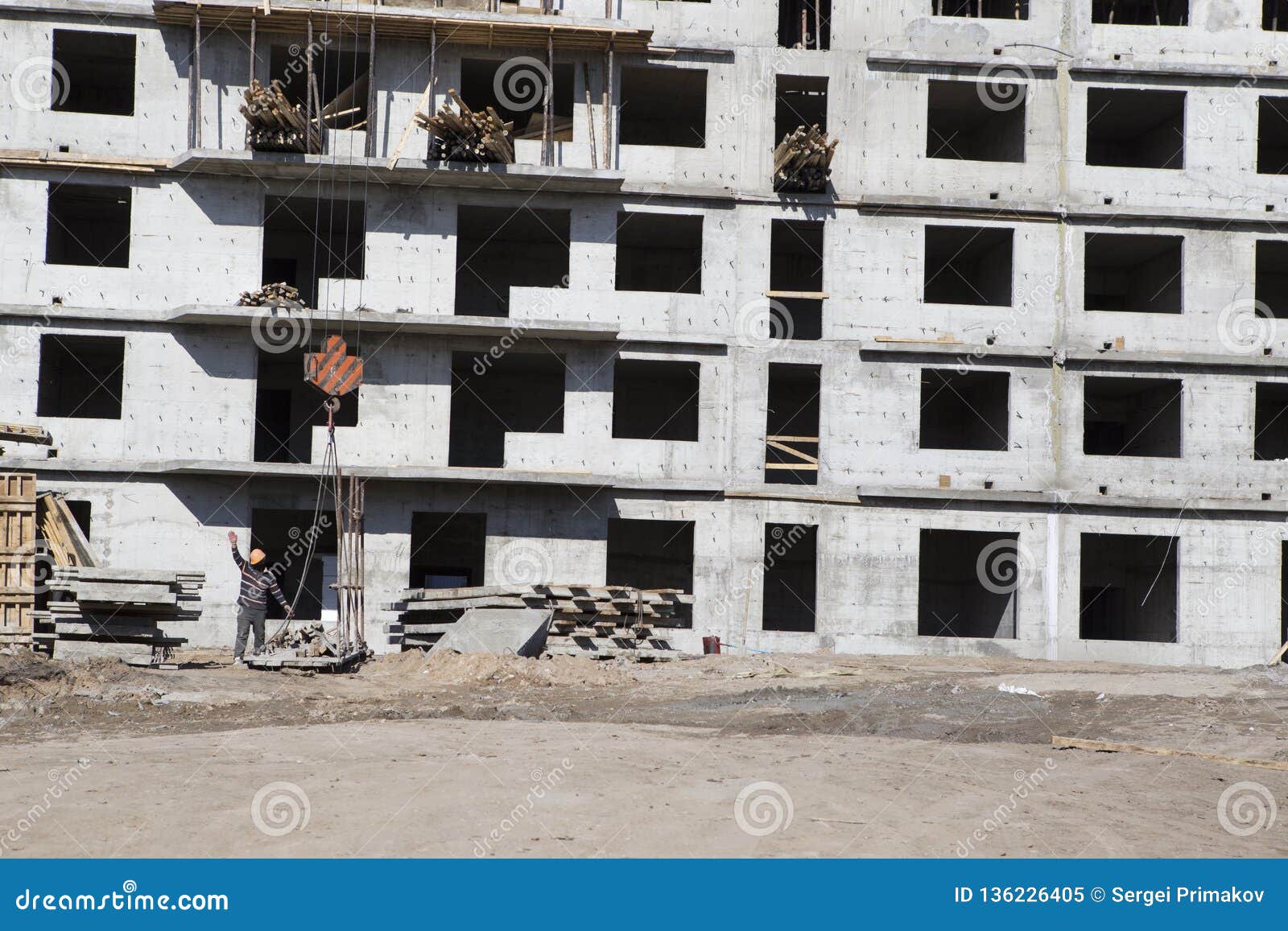 Start of Construction of a High-rise Concrete Building Stock Image ...