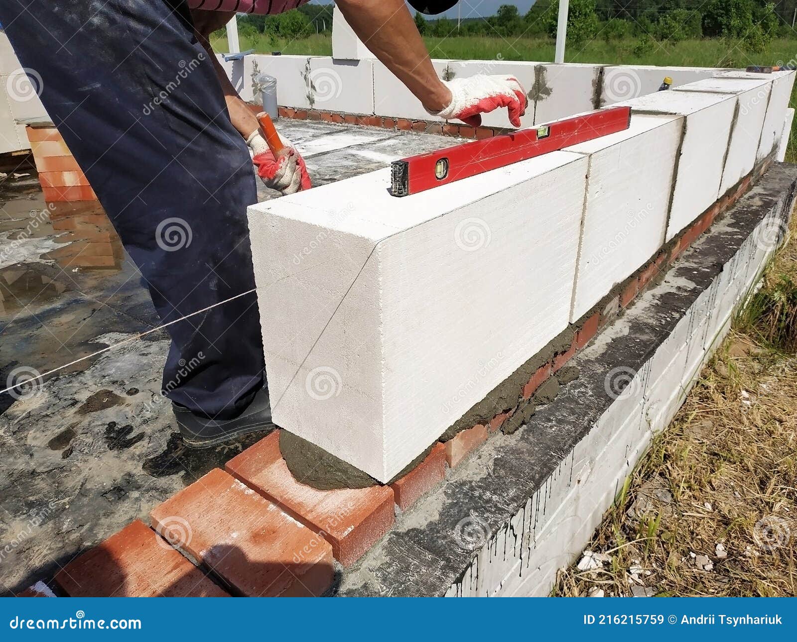 Start of Construction in a New Building with a Free Plan of Red Brick ...