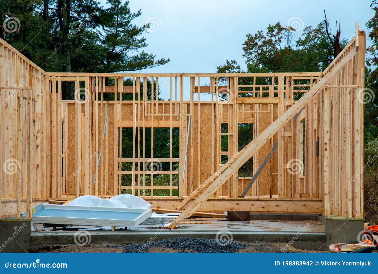 Start of Construction 2x4 a New Home Under Construction Stock Photo ...