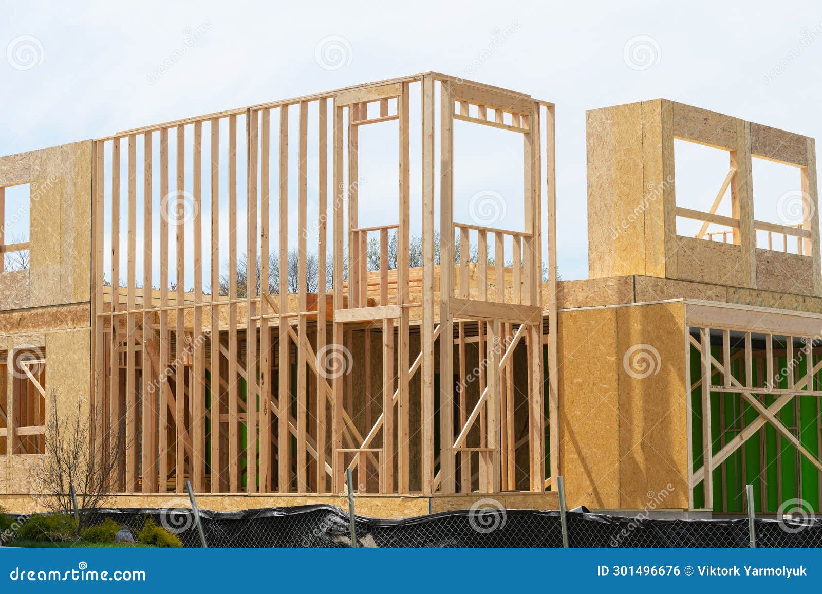 Start of Construction of Plywood House Frame Stock Photo - Image of ...
