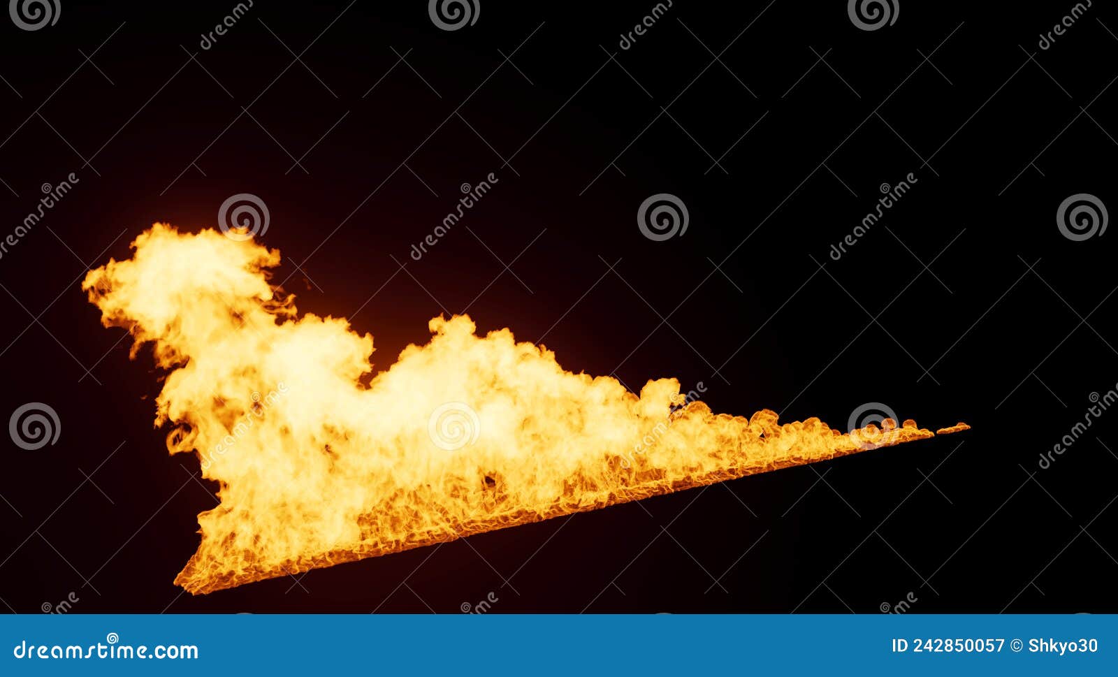 Start of a Diagonal Fire Line with a Light Reddish Glow on Black Stock ...