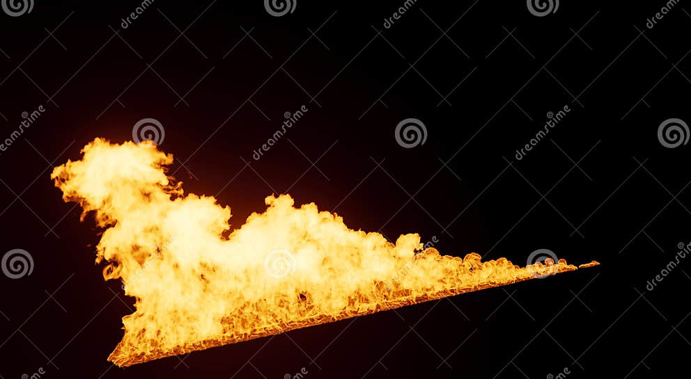 Start of a Diagonal Fire Line with a Light Reddish Glow on Black Stock ...