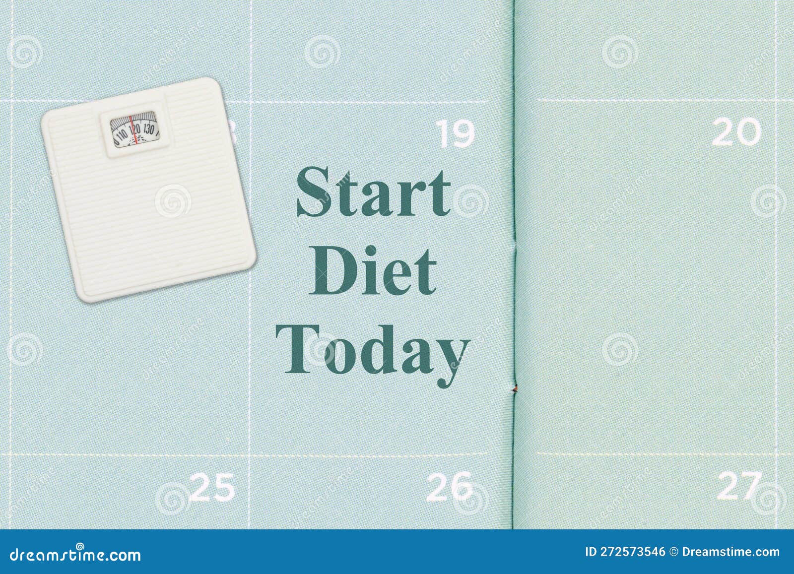 Start Diet Today Message on a Calendar with a Scale Stock Illustration ...