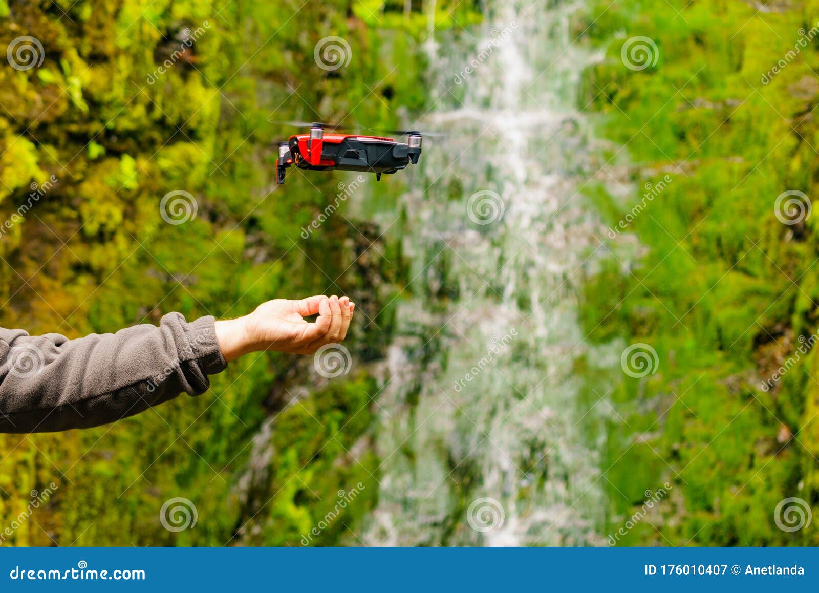 Start the Drone, Launching from Hand Stock Image - Image of camera ...