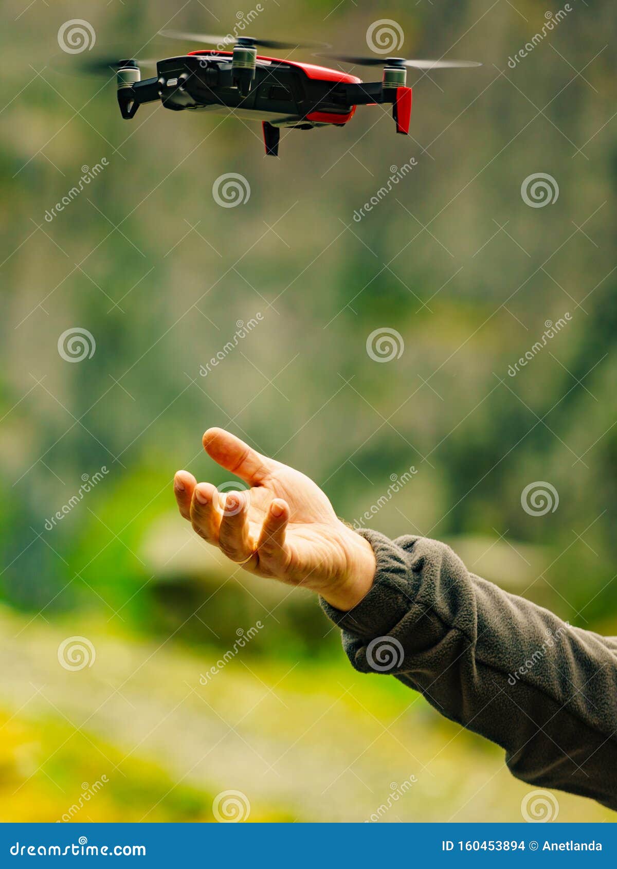 Start the Drone, Launching from Hand Stock Photo - Image of person ...