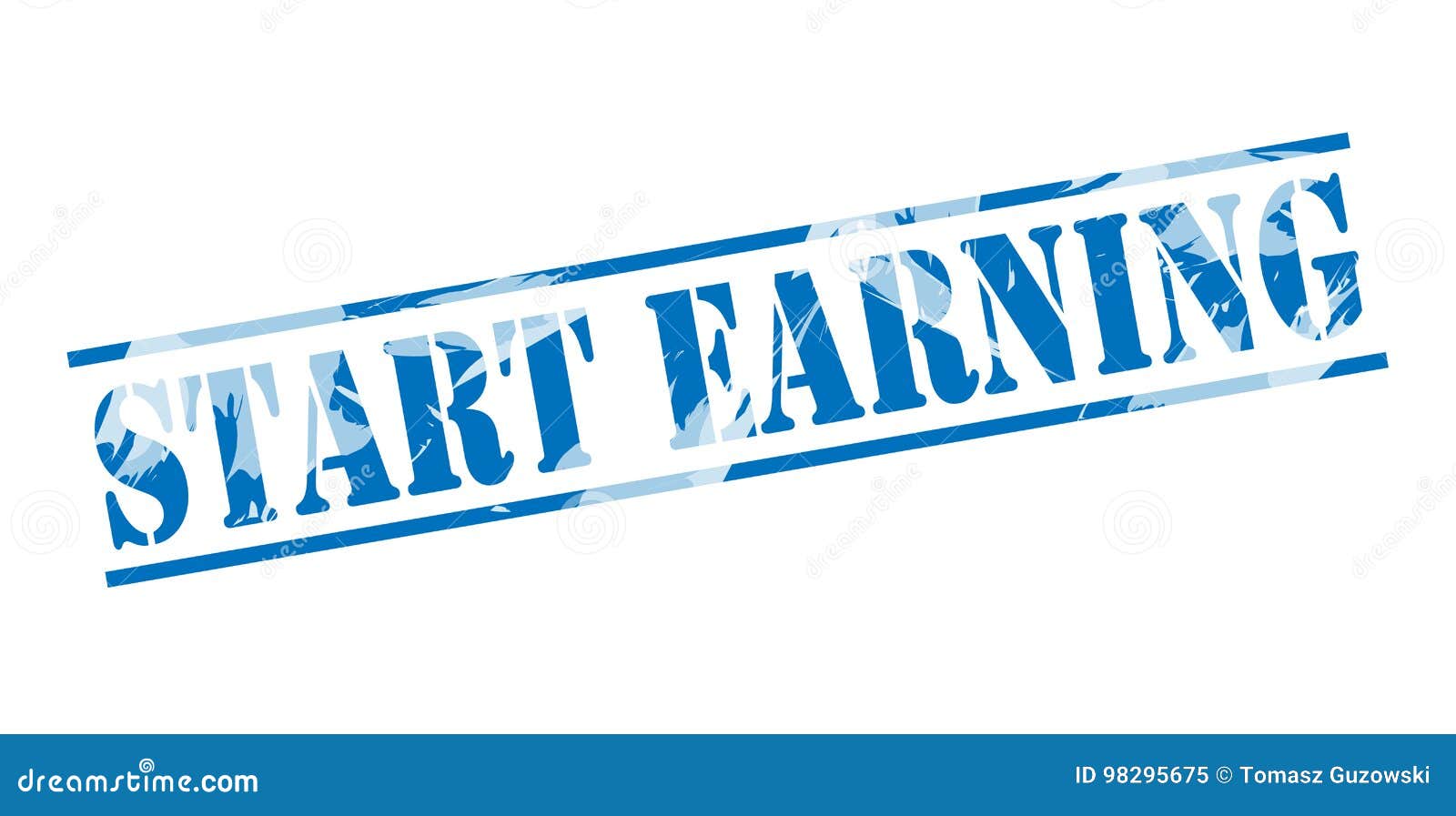 Start earning blue stamp stock illustration. Illustration of start ...