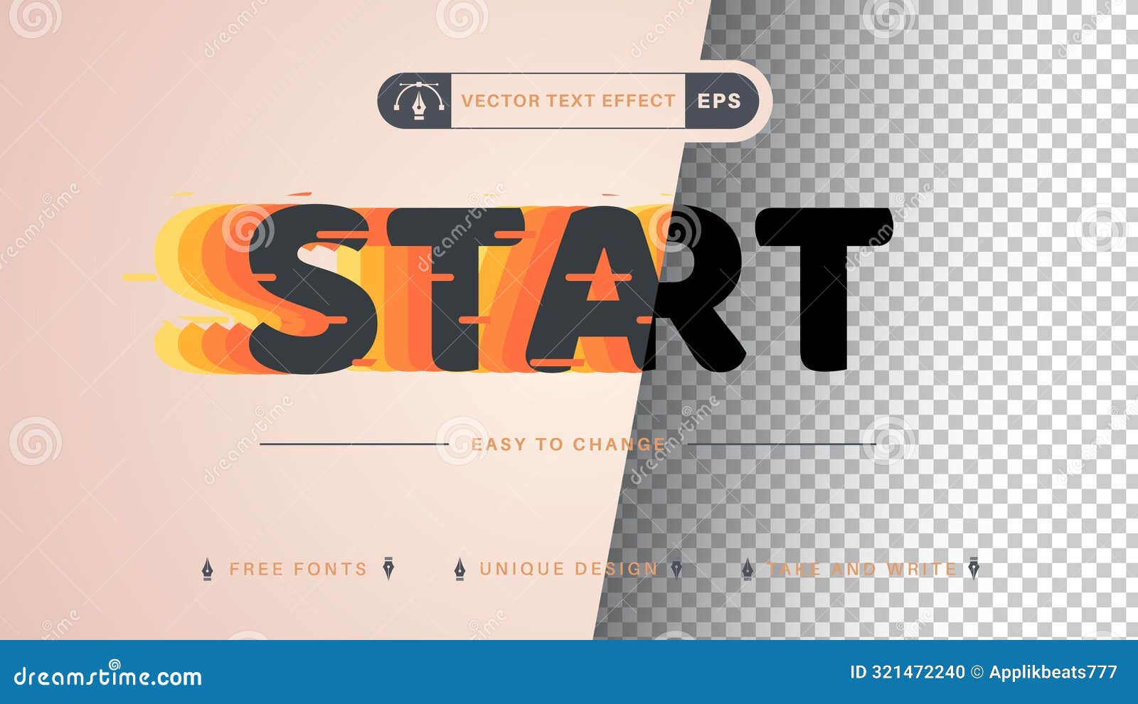 Start - Editable Text Effect, Font Style Stock Vector - Illustration of ...
