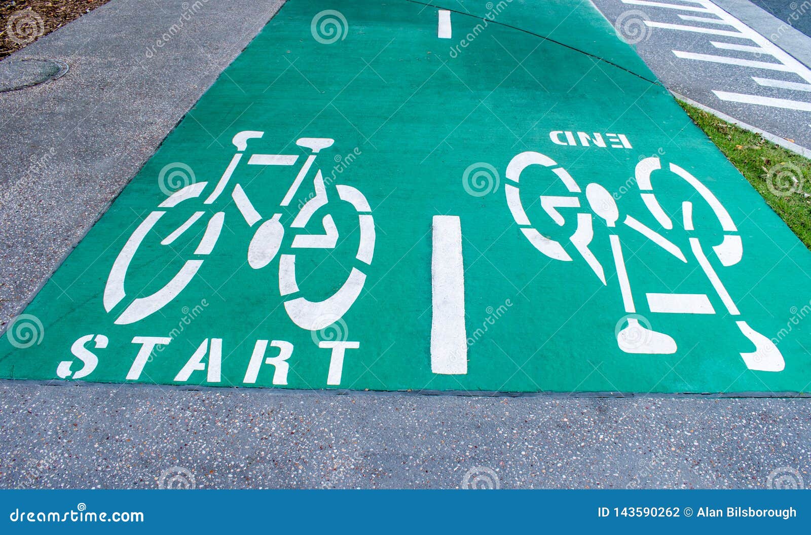 A Start and End of a Dedicated Cycleway Stock Photo - Image of cyclist ...