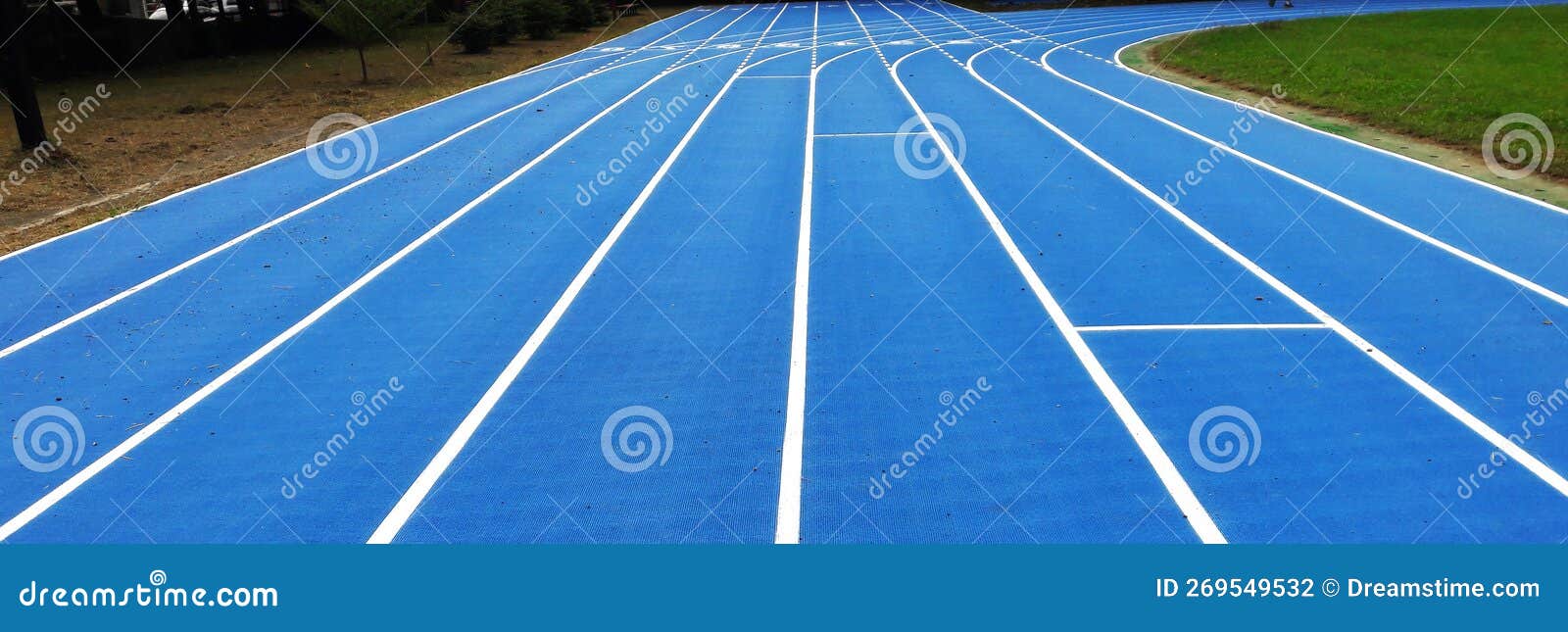 Blue Runway. the Start and End of the Stadium Track Stock Photo - Image ...