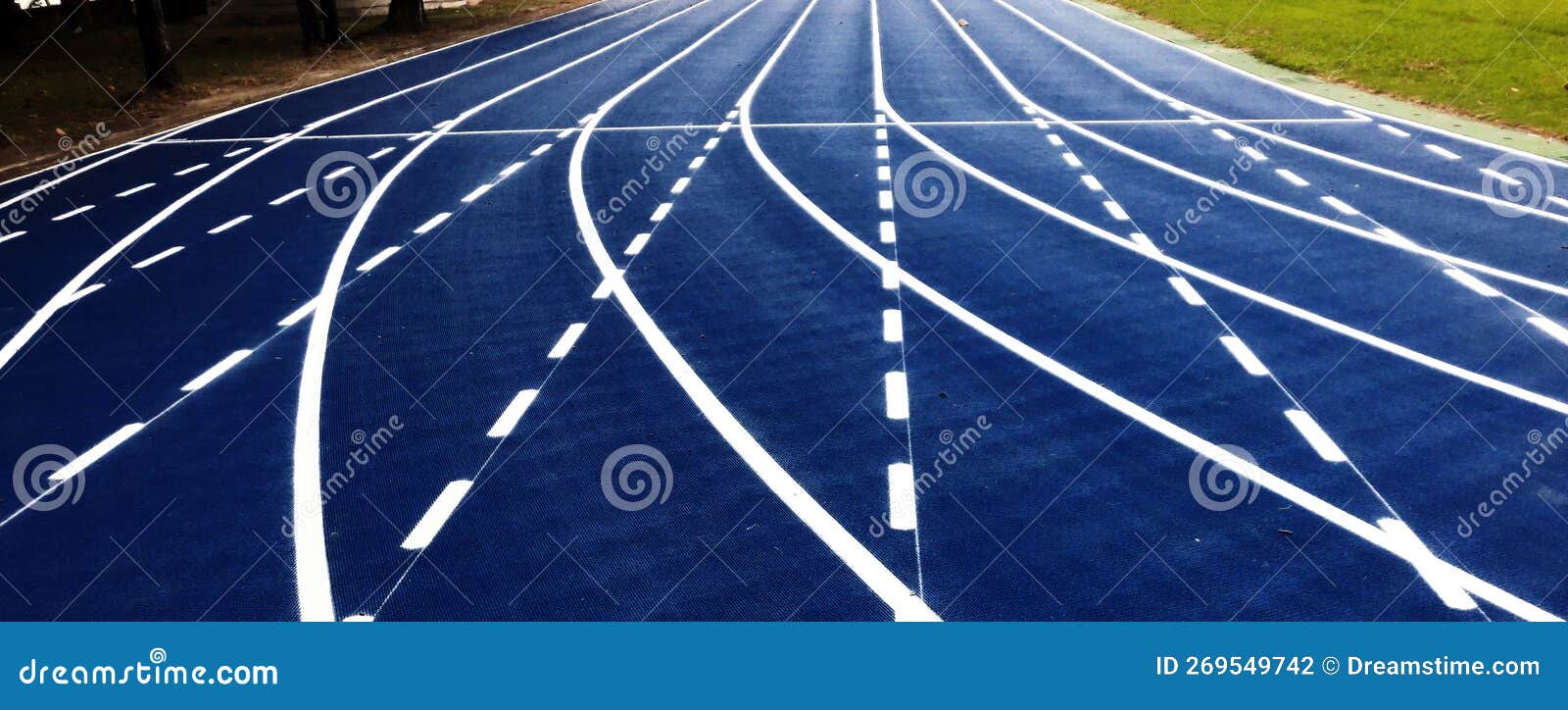 Blue Runway. the Start and End of the Stadium Track Stock Photo - Image ...