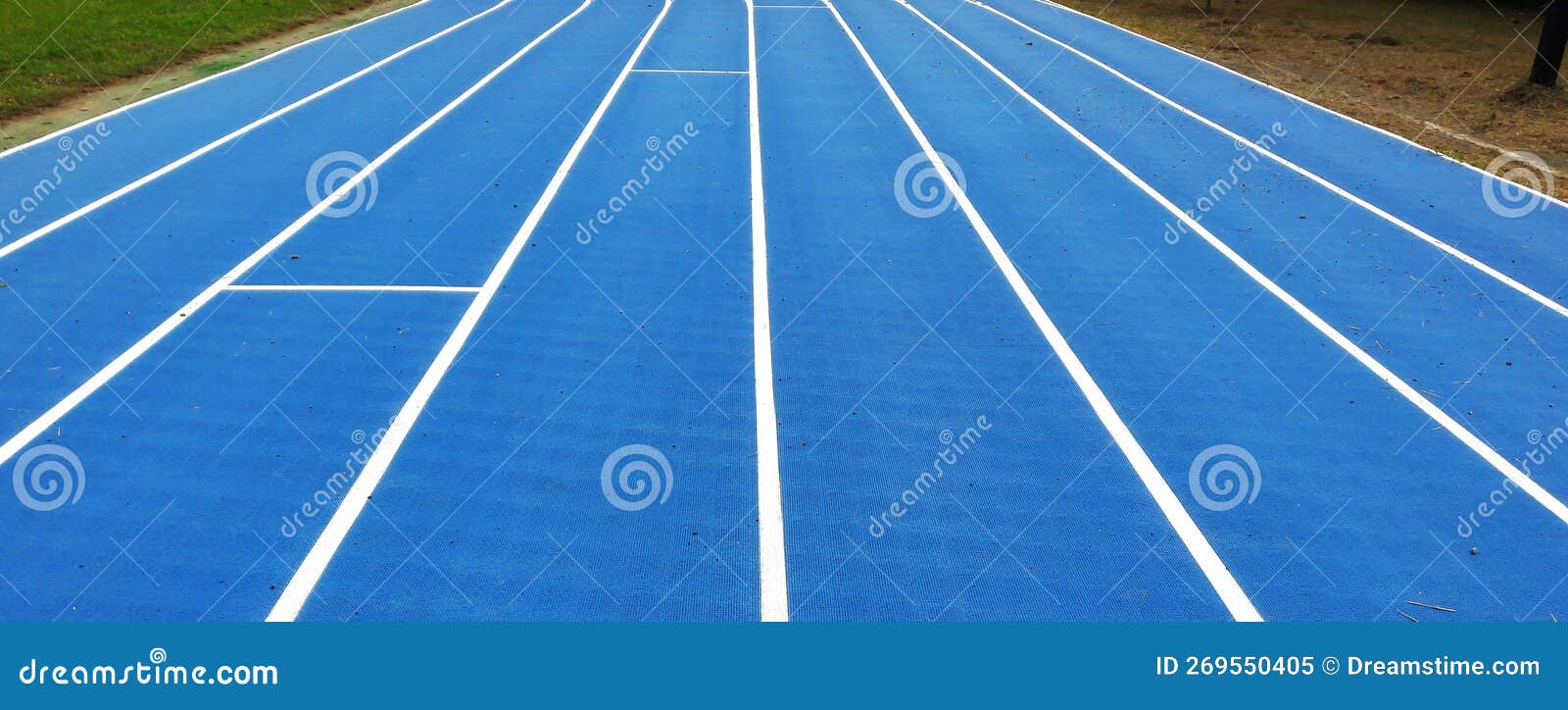 Blue Runway. the Start and End of the Stadium Track Stock Image - Image ...