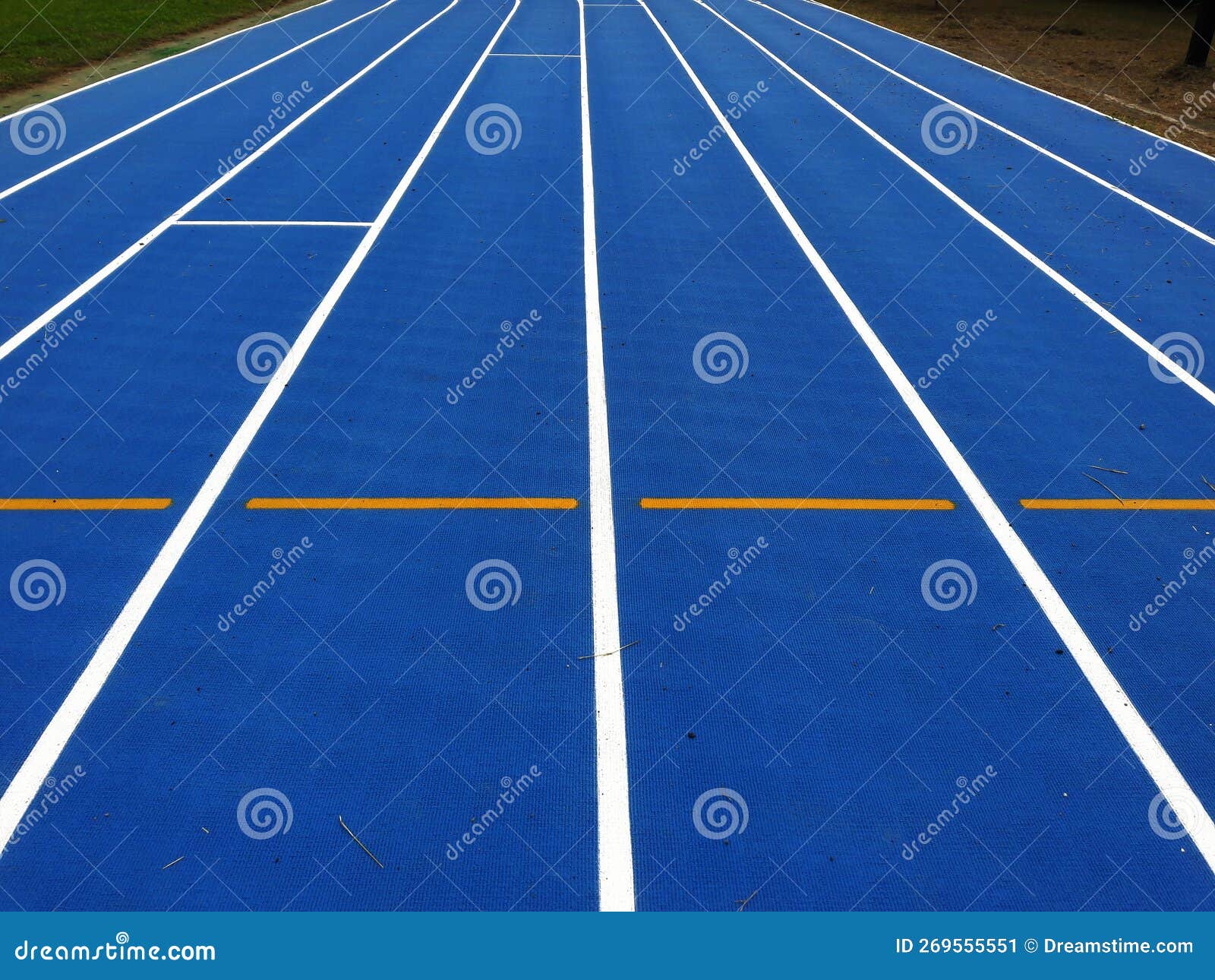Blue Runway. the Start and End of the Stadium Track Stock Image - Image ...