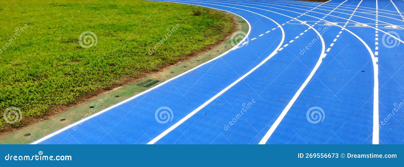Blue Runway. the Start and End of the Stadium Track Stock Image - Image ...
