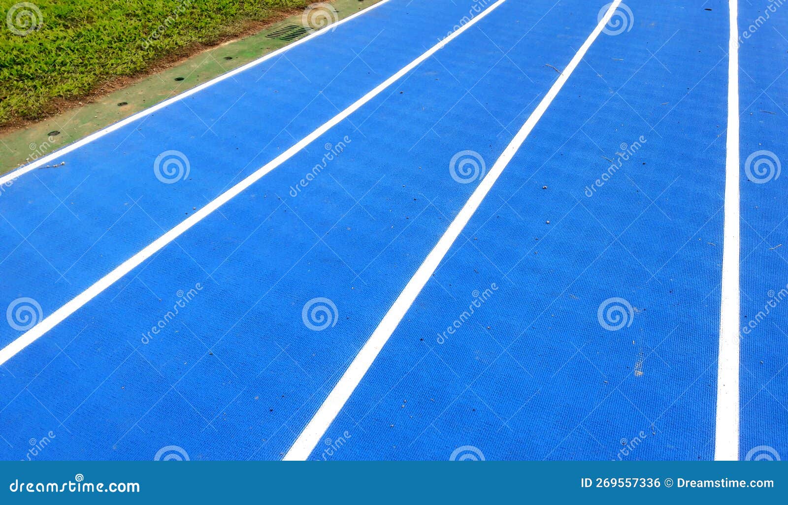 Blue Runway. the Start and End of the Stadium Track Stock Photo - Image ...