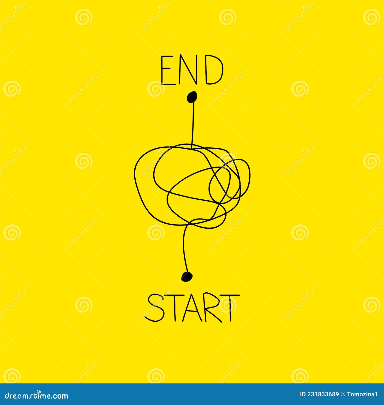 Start and End Symbol. Beginning and Finish Concept with Tangled Line ...