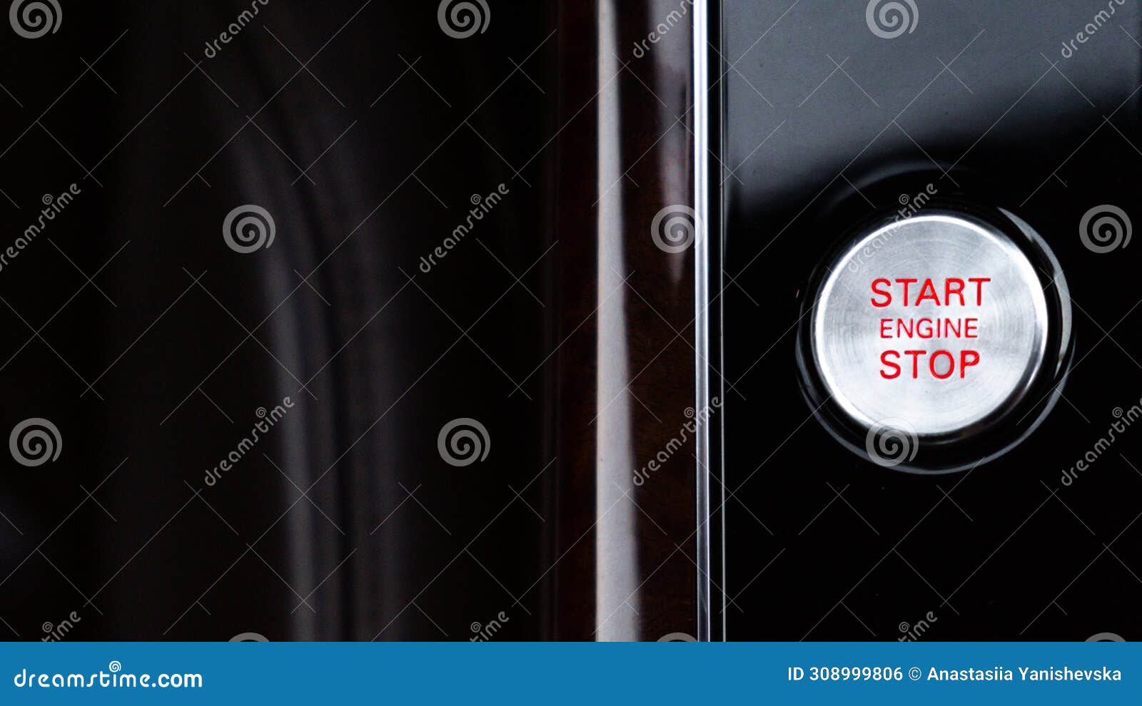 Start Engine Stop Button Interior of Modern Luxury Car. Details of ...