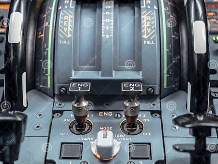 Start Engine Switch of Aircraft Cockpit. Cockpit Console. Center ...