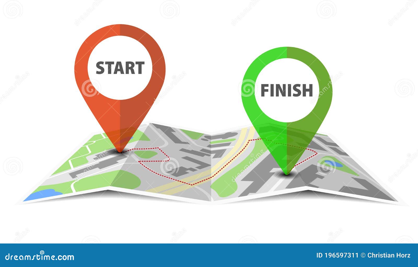 Start and Finish Location Pins or Markers on Map Vector Illustration ... Start and Finish Location Pins or Markers on Map Vector Illustration ...