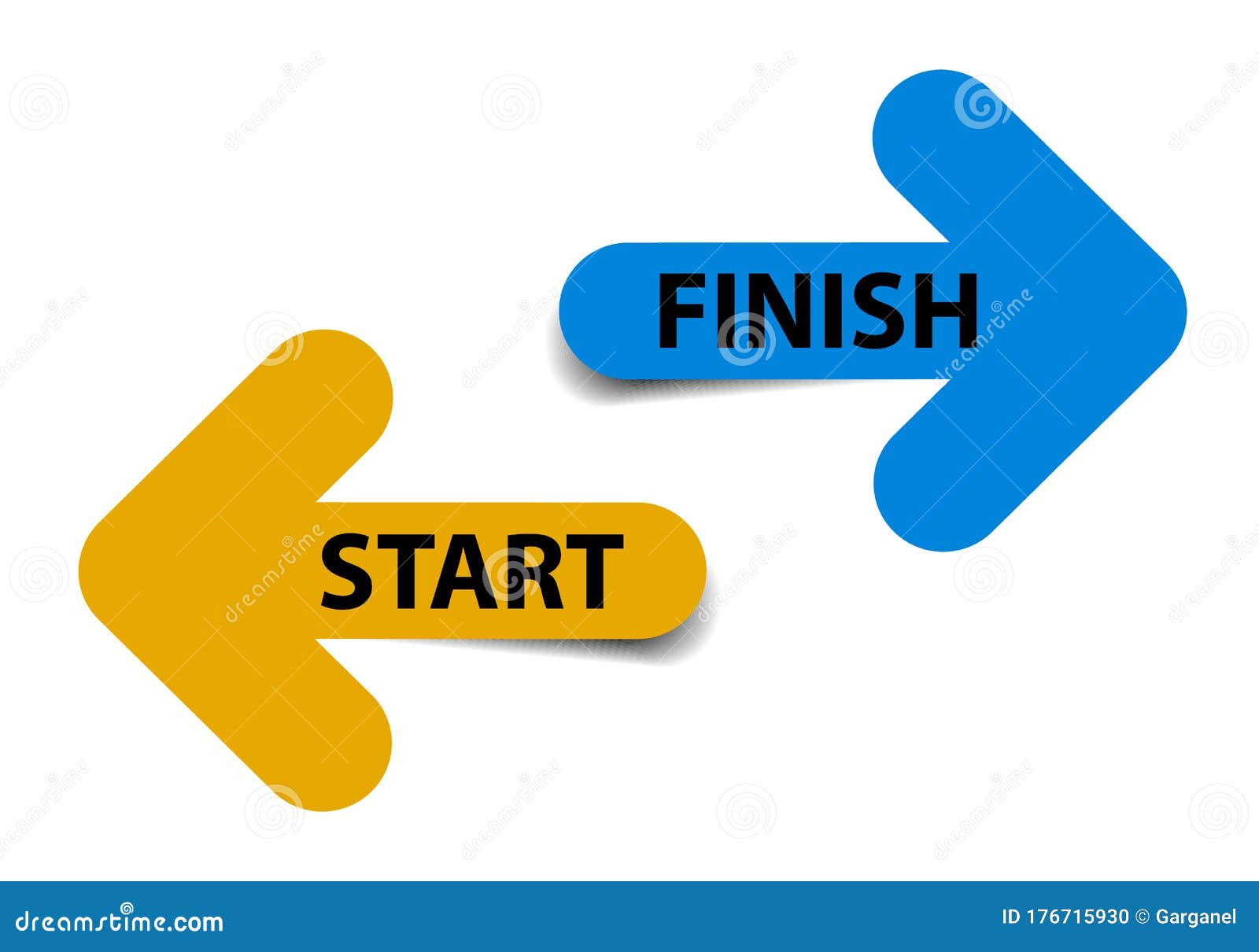 Start and Finish Two Color Arrow Icons with Shadow on White Backgorund ...