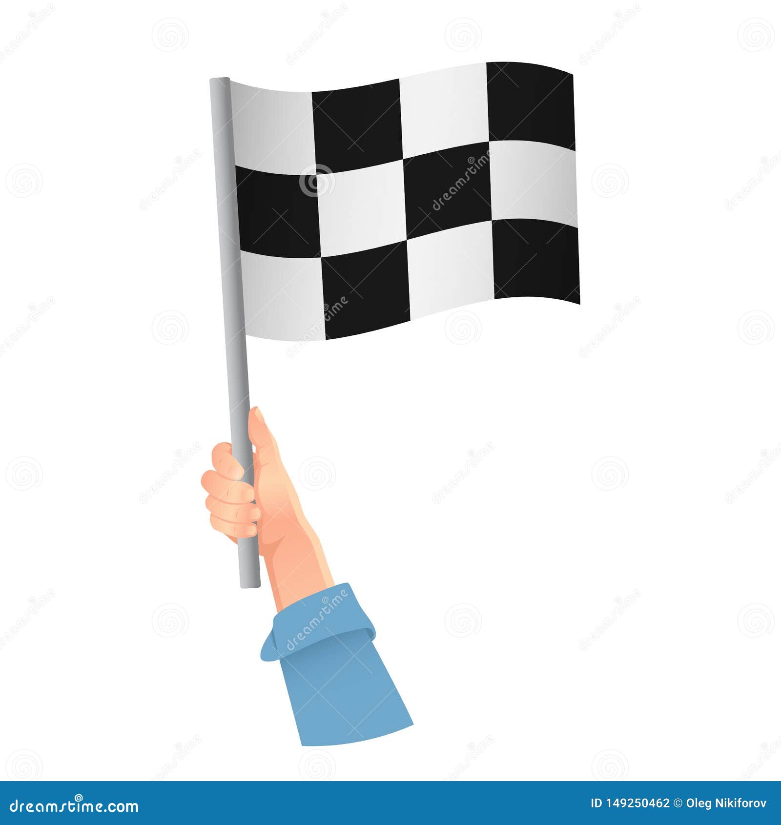 Start flag in hand icon stock illustration. Illustration of line ...
