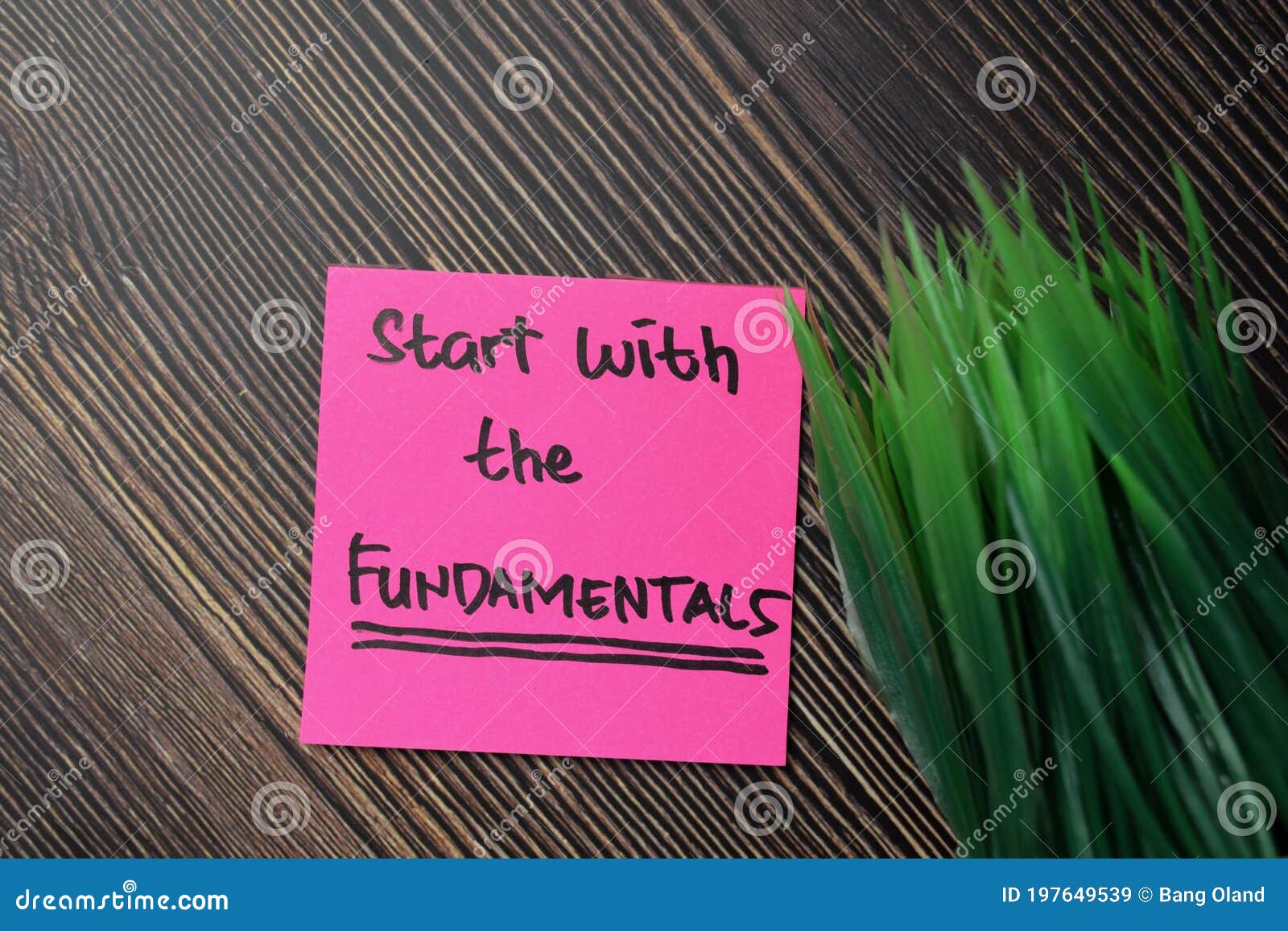 Start with the Fundamentals Write on Sticky Notes Isolated on Office ...