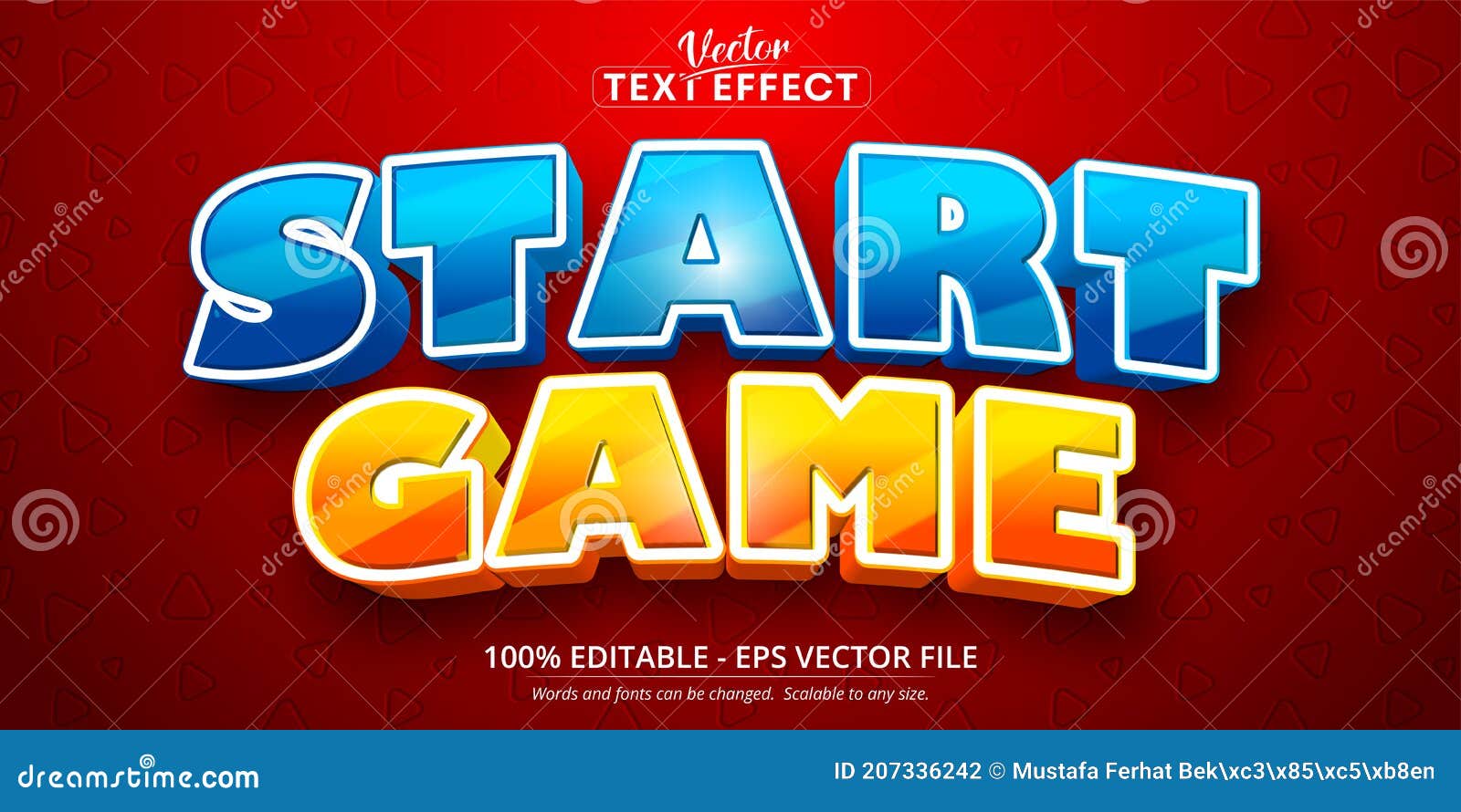 Start Game Text, Cartoon Style Editable Text Effect Stock Vector ...