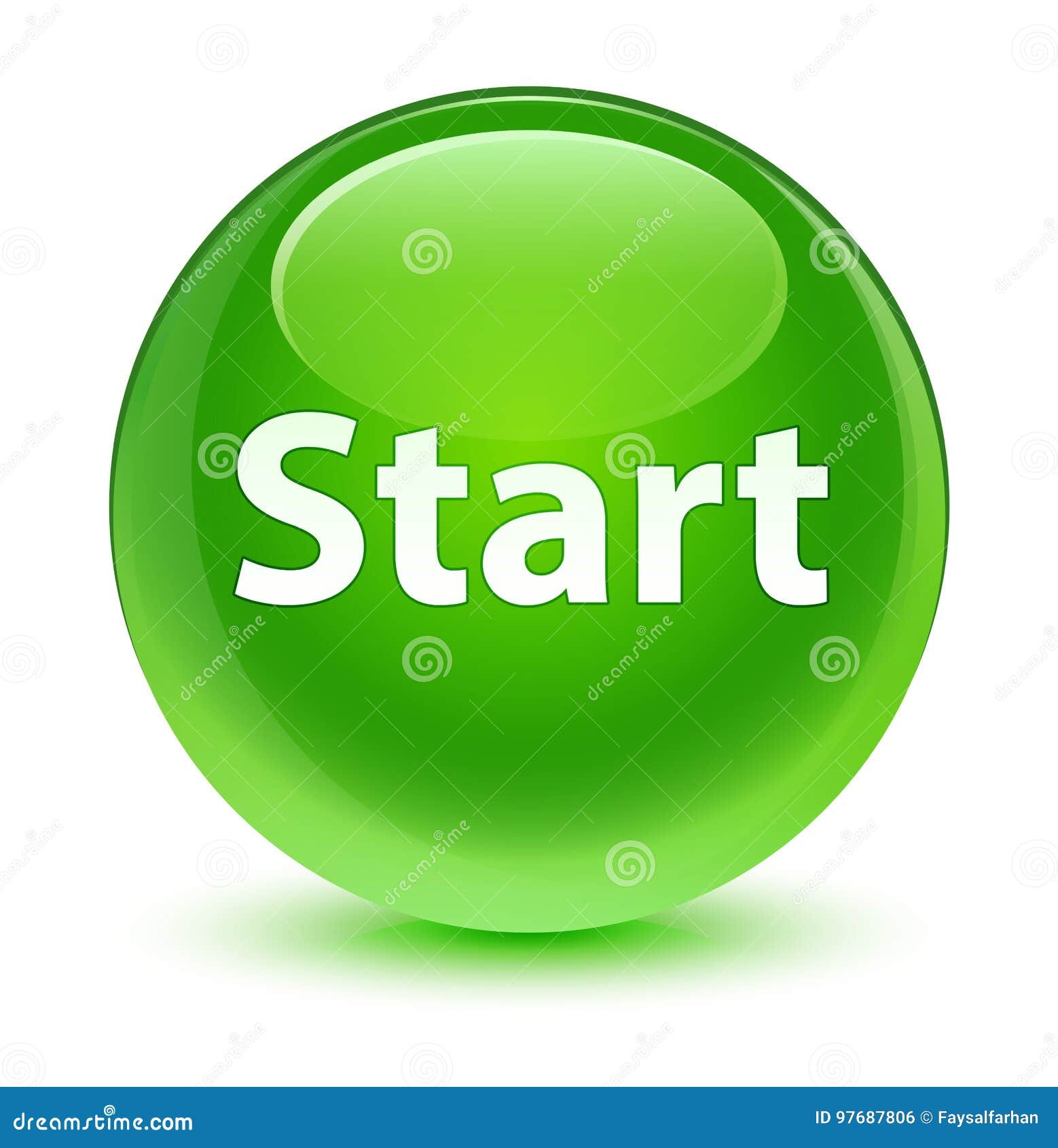 Start Glassy Green Round Button Stock Illustration - Illustration of ...