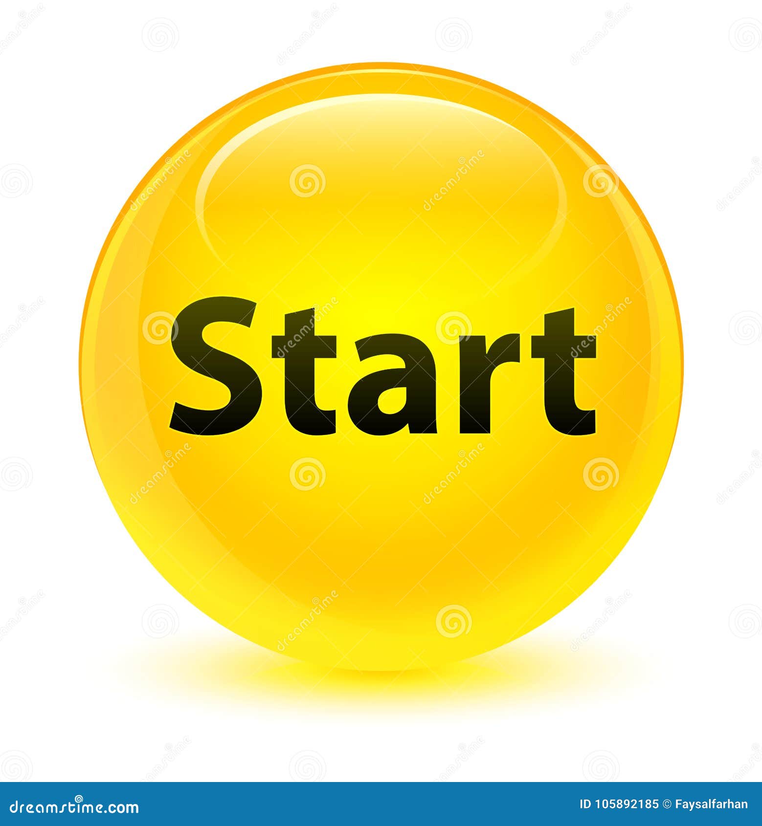 Start Glassy Yellow Round Button Stock Illustration - Illustration of ...