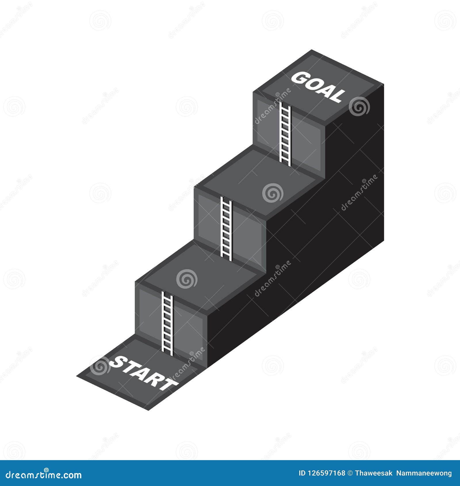 Start and Goal Target Way Challenge To Success with Ladder Stock Vector ...