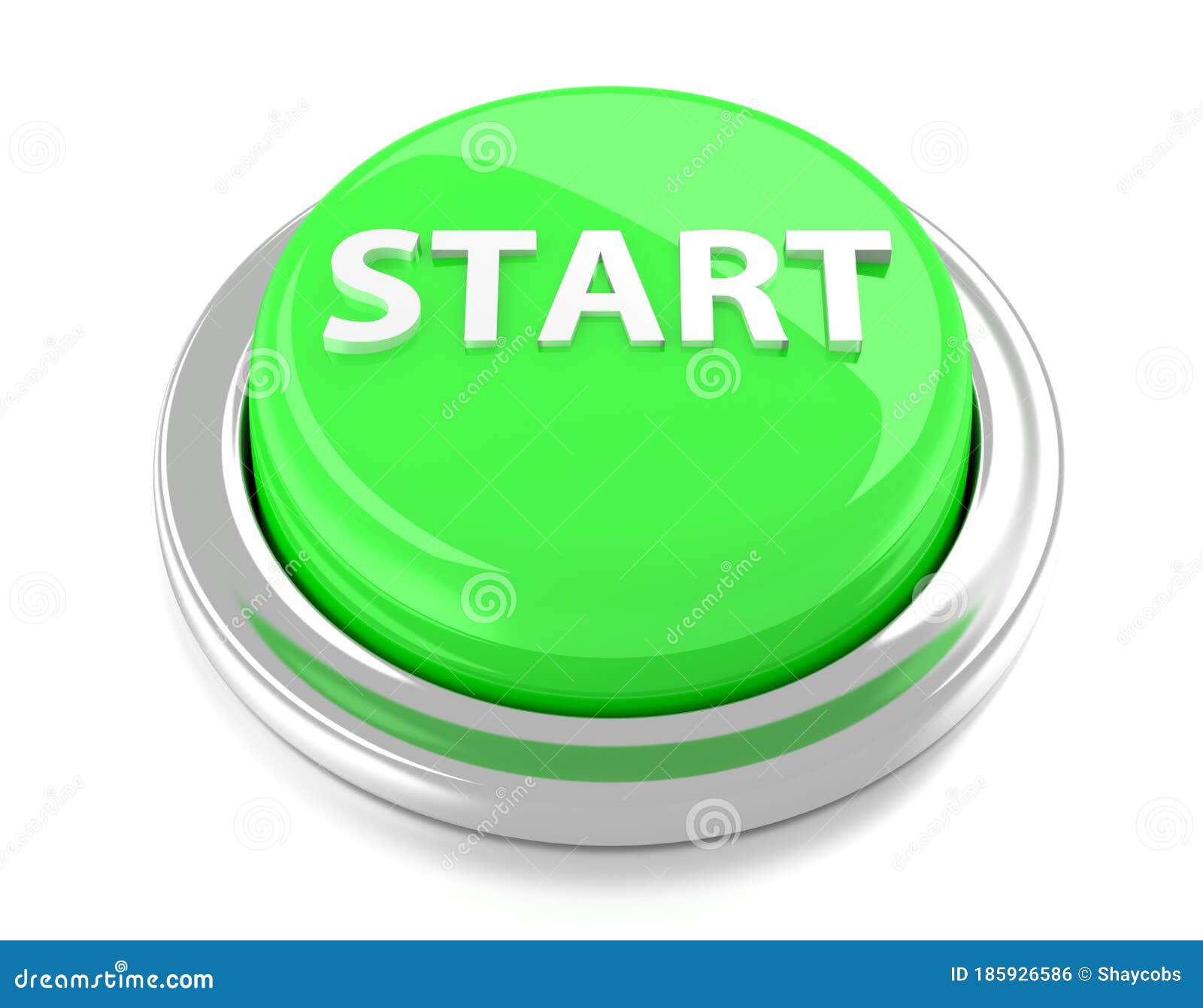 START on Green Push Button. 3d Illustration. Isolated Background Stock ...