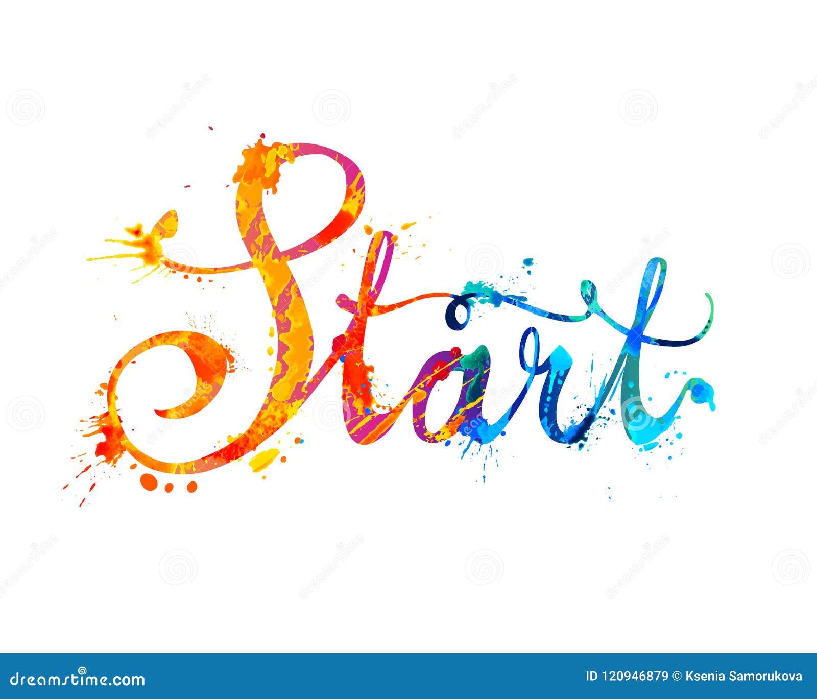 Start. Hand Written Word of Splash Paint Stock Vector - Illustration of ...