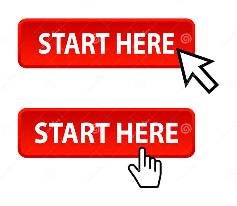 Start here button stock vector. Illustration of customer - 217919665
