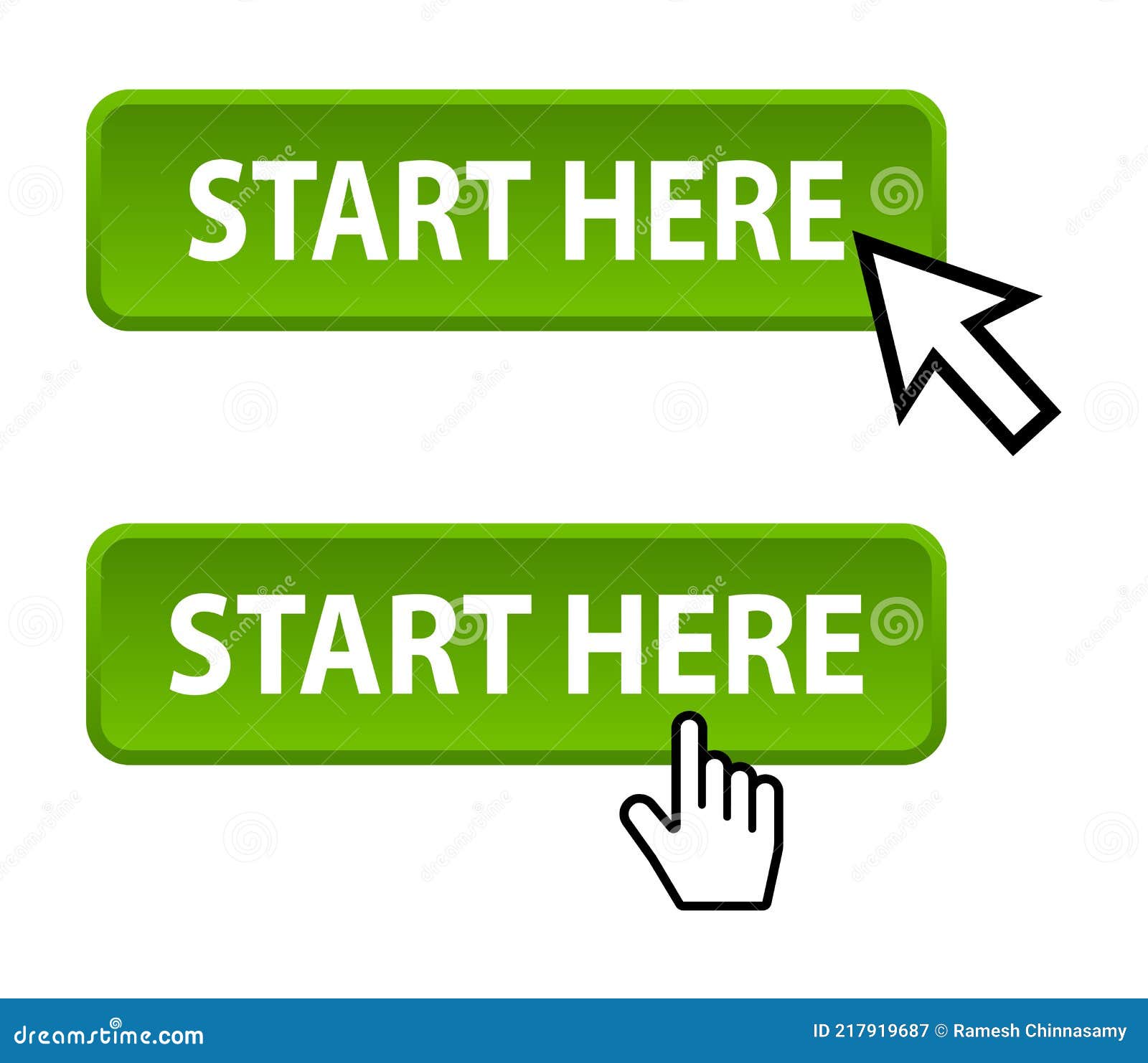 Start here button stock vector. Illustration of design - 217919687