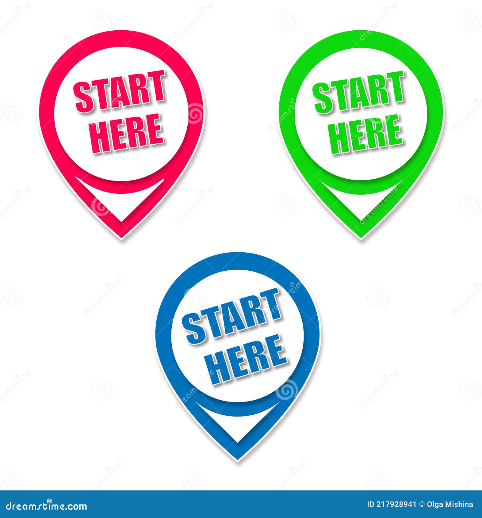 Set Start Here Icon, Multi-colored Banners.Vector Illustration Stock ...