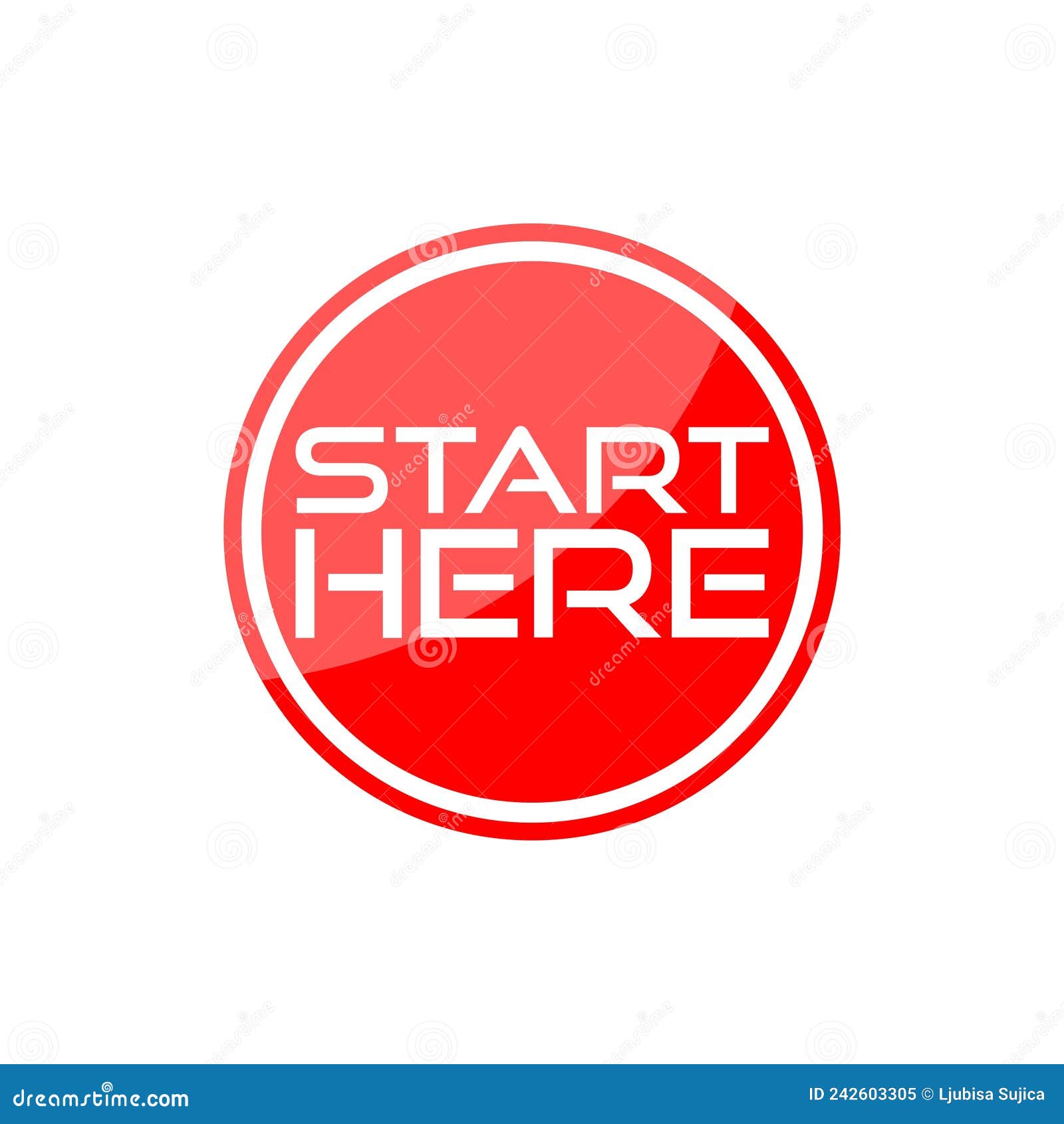 Start Here Button for Web Site Icon Isolated on White Background Stock ...