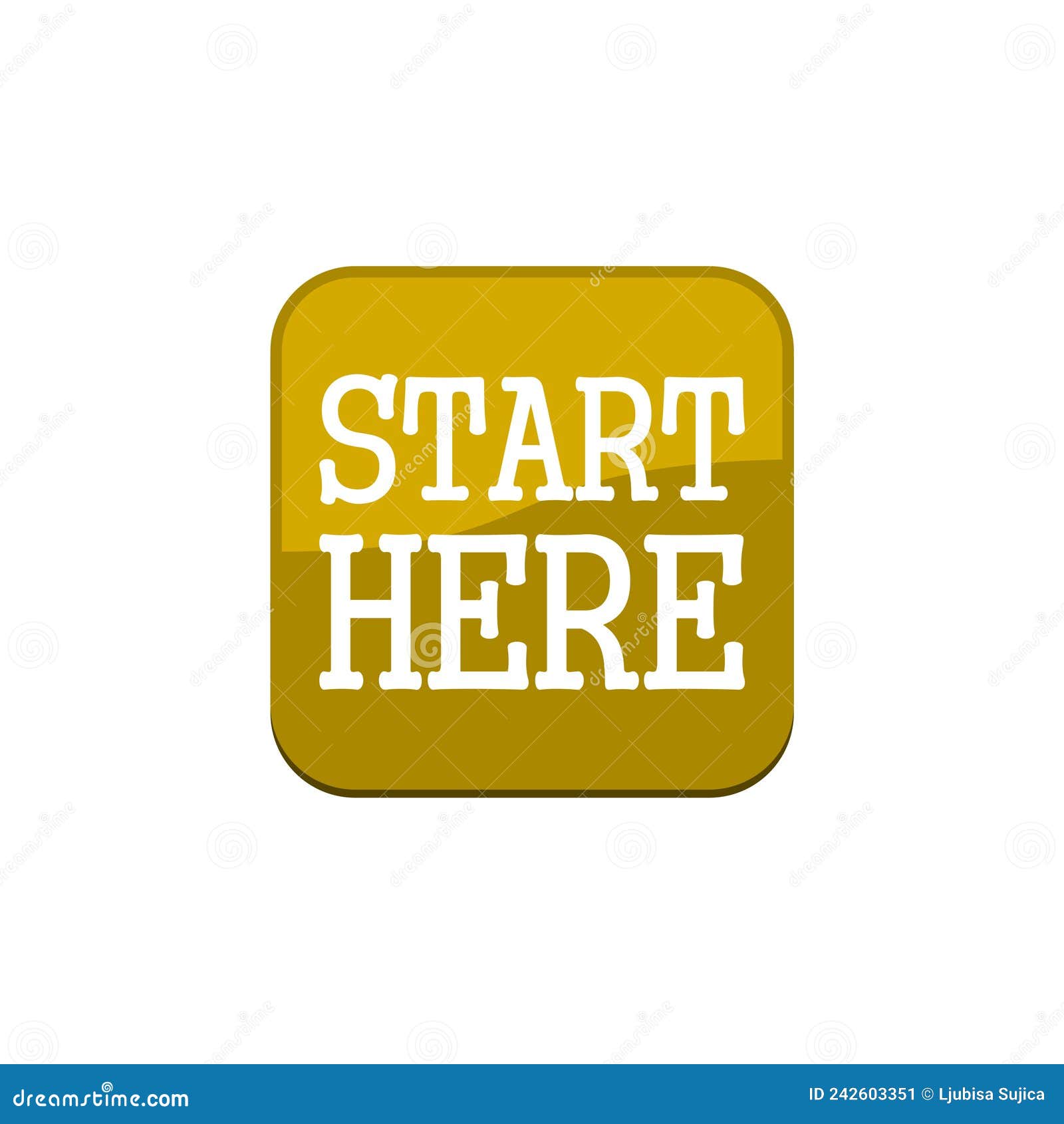 Start Here Button for Web Site Icon Isolated on White Background Stock ...