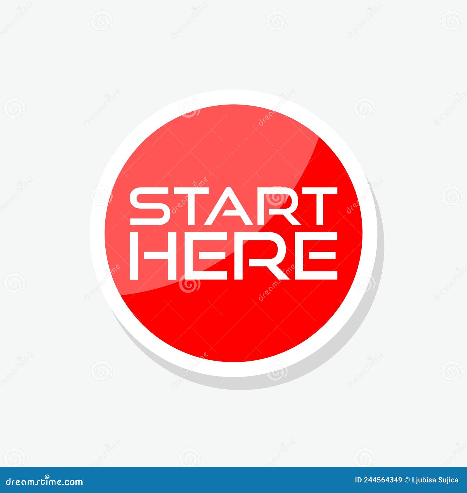 Start Here Button for Web Site Sticker Icon Stock Vector - Illustration ...