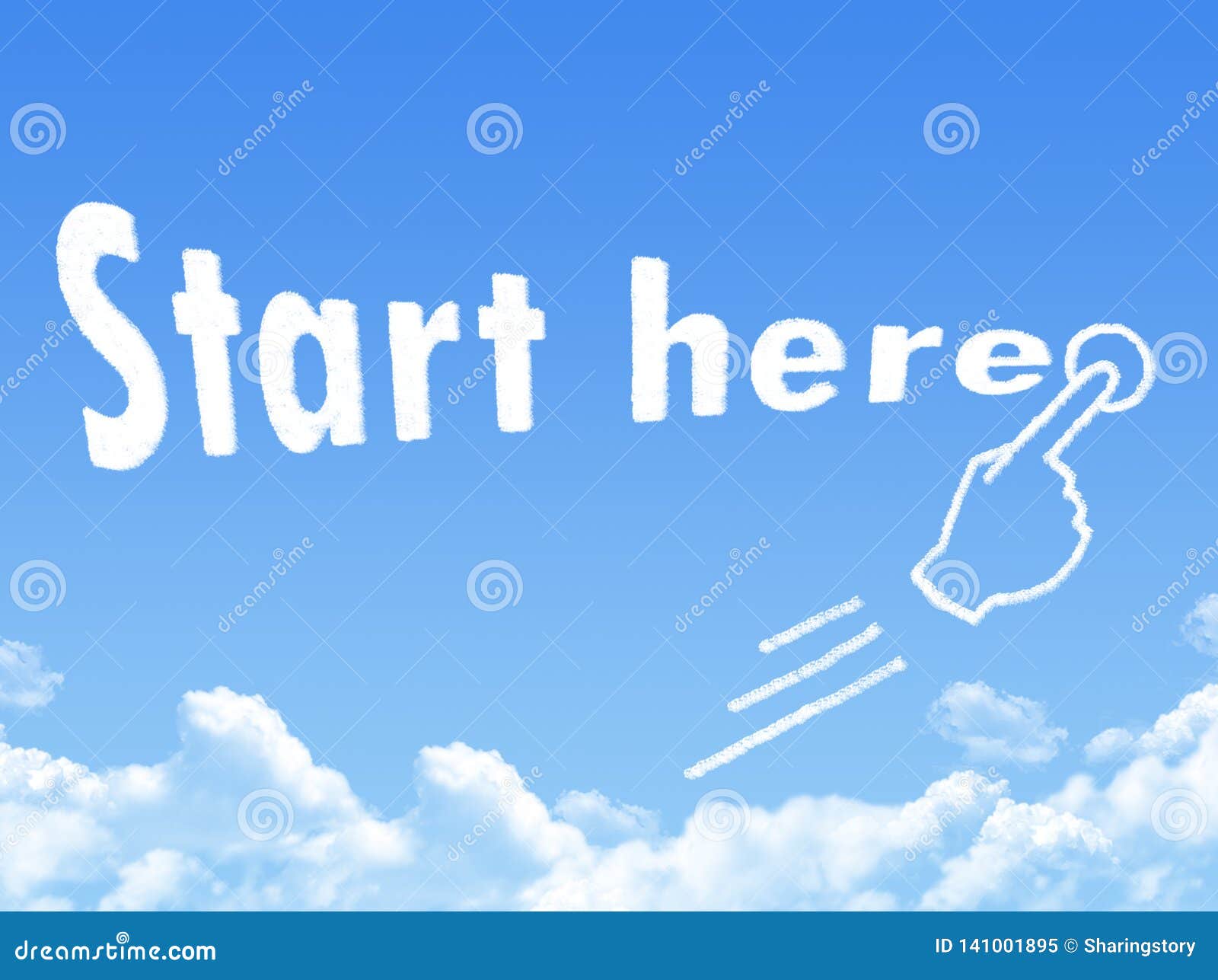 Start Here Message Cloud Shape Stock Illustration - Illustration of ...