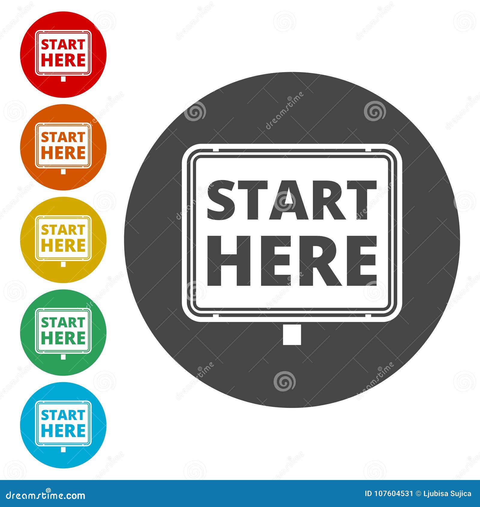 Start Here Sign, Start Here Icon, Start Here Button Stock Illustration ...