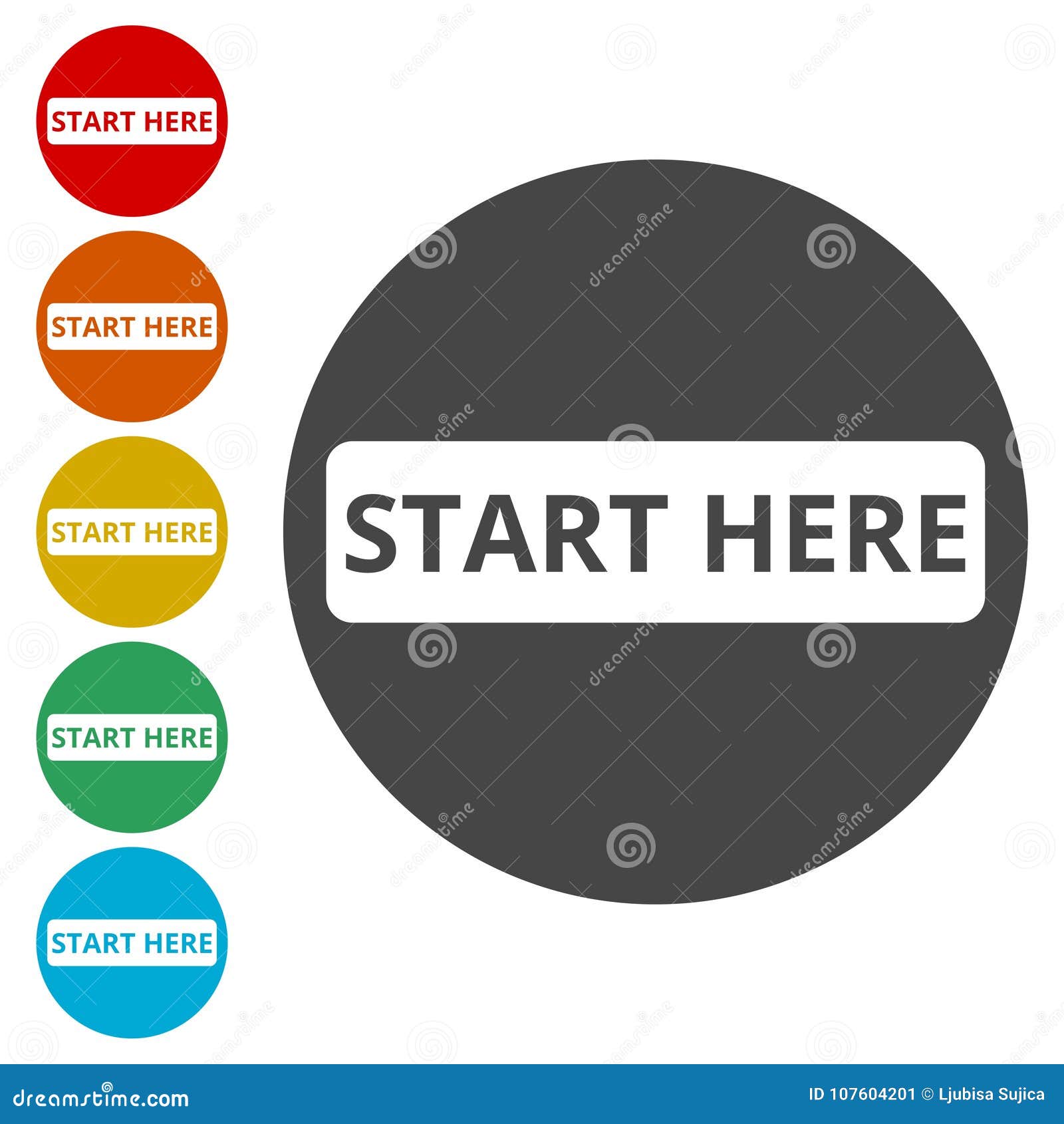 Start Here Sign, Start Here Icon, Start Here Button Stock Vector ...