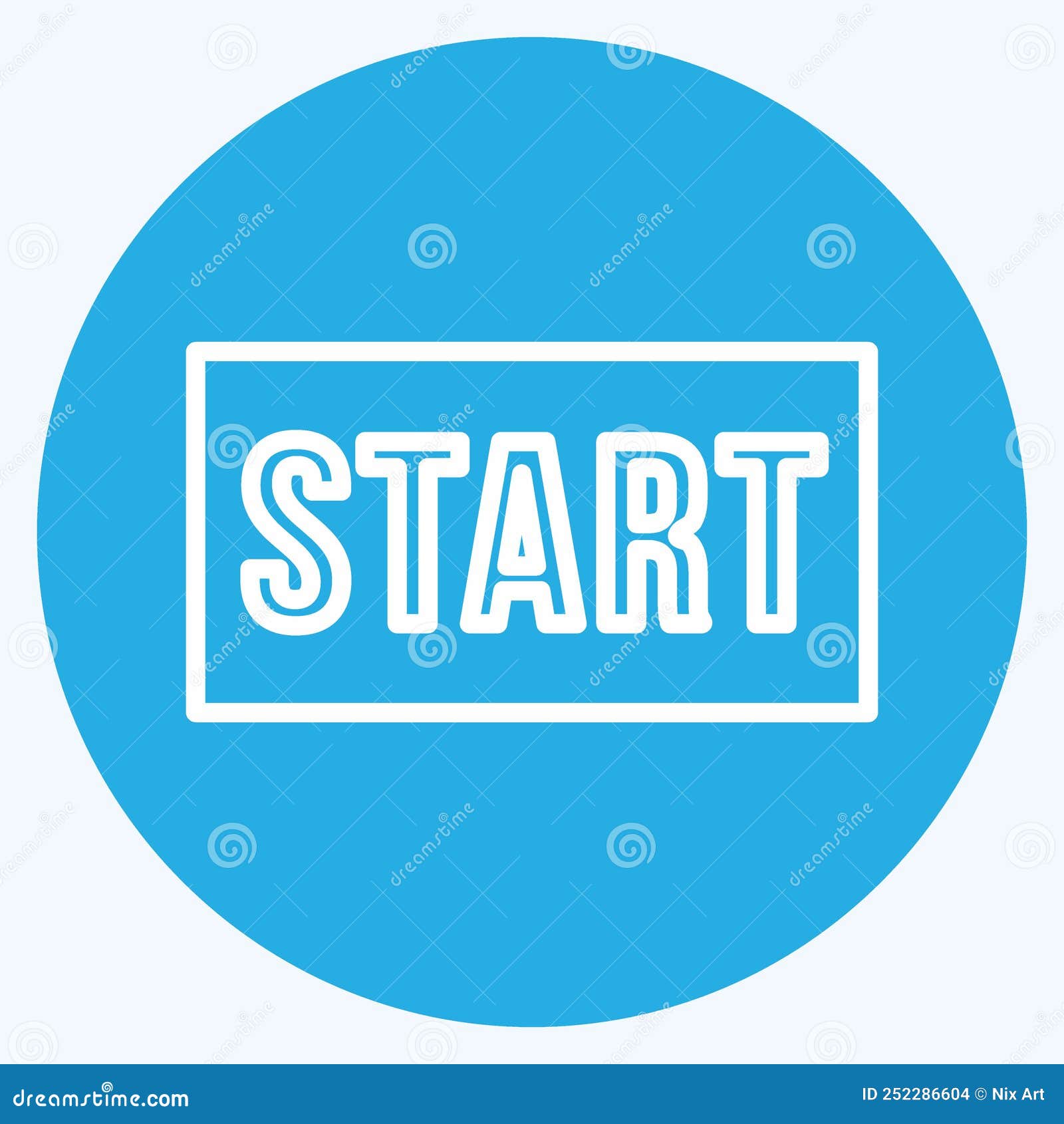 Start Icon in Trendy Blue Eyes Style Isolated on Soft Blue Background ...