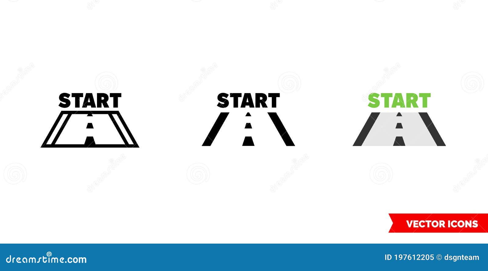 Start Image Icon of 3 Types Color, Black and White, Outline. Isolated ...