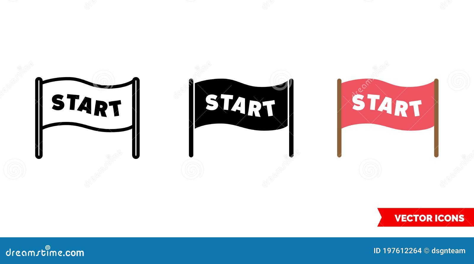 Start Image Icon of 3 Types Color, Black and White, Outline. Isolated ...