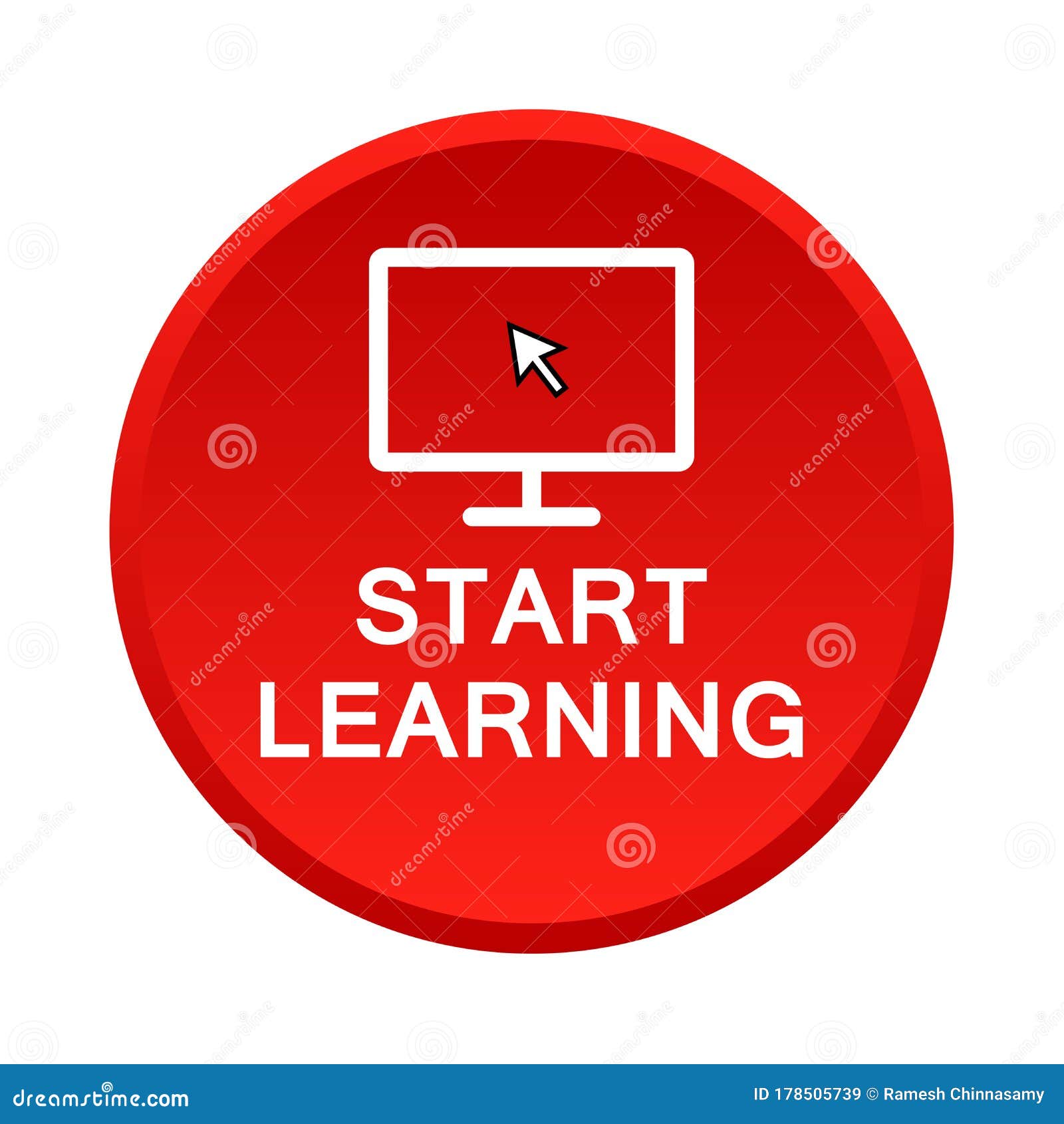 Start learning button stock vector. Illustration of courses - 178505739