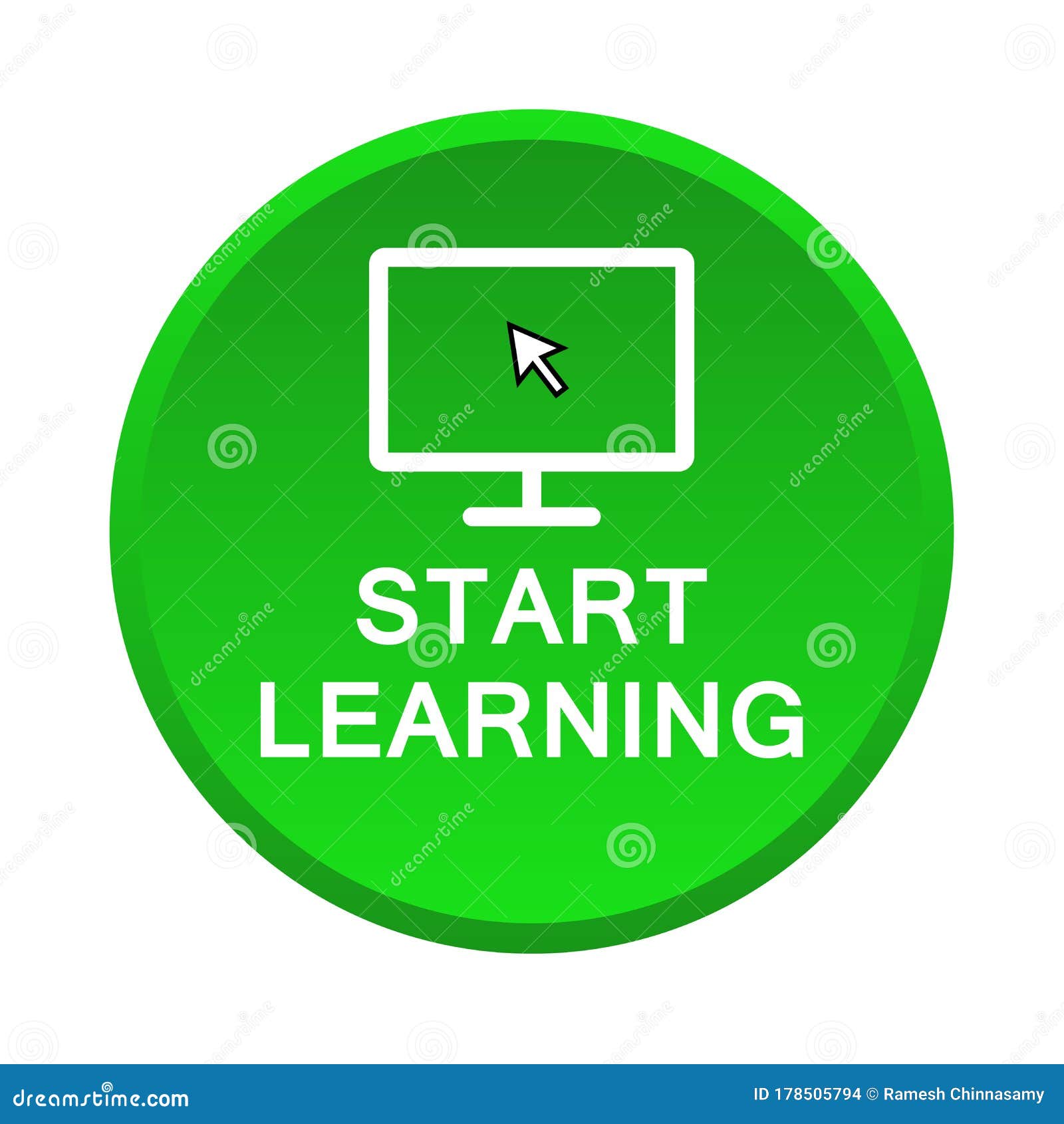 Start learning button stock vector. Illustration of green - 178505794