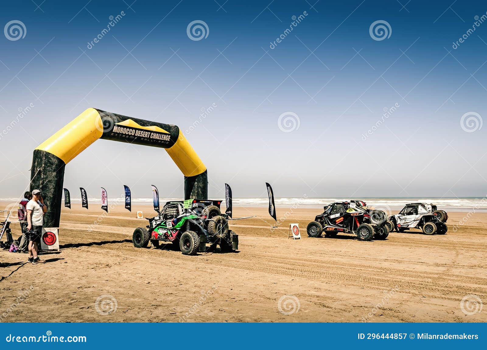 Start Line of the Morocco Desert Challenge 2023. Rally Raid Side by ...